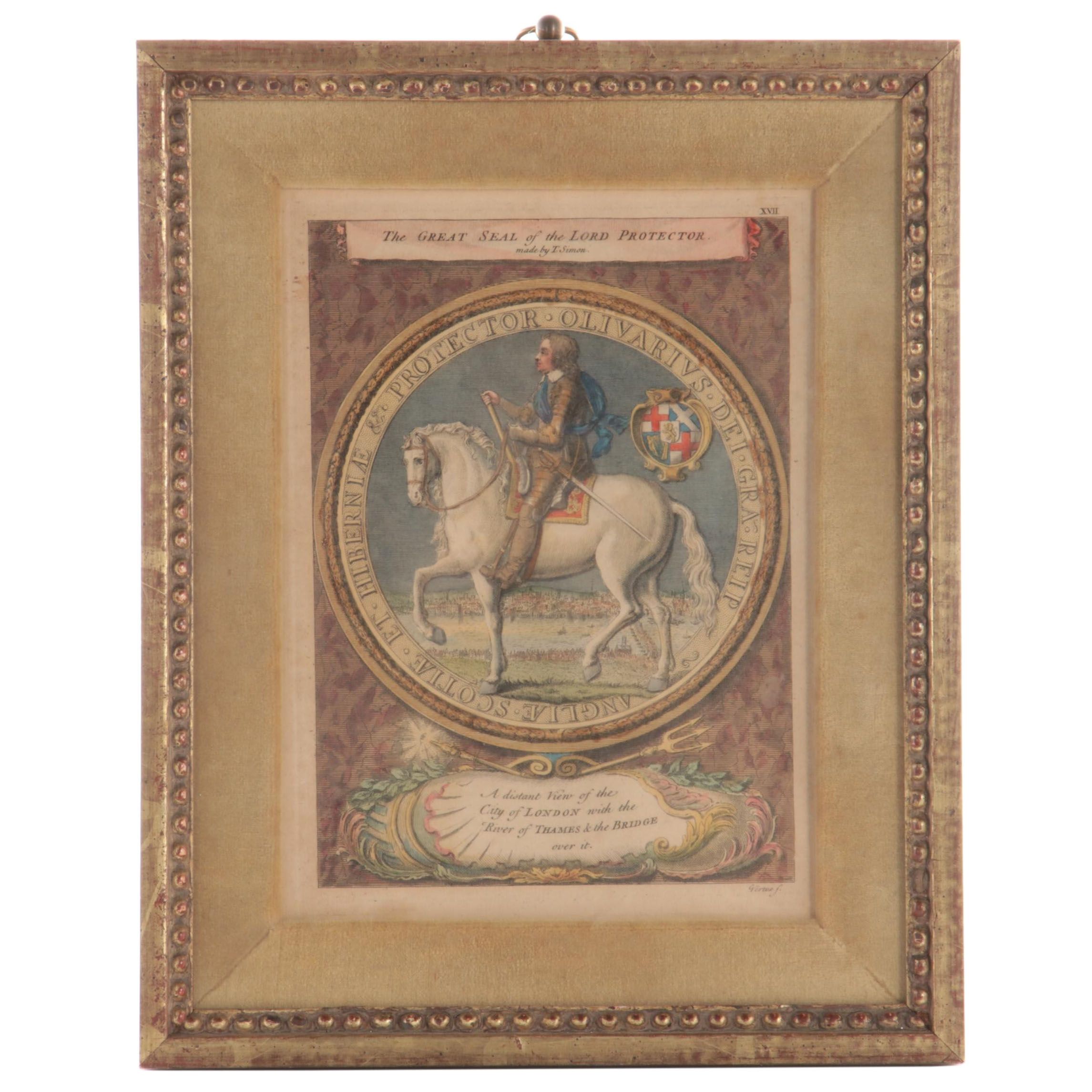 George Vertue Engraving "The Great Seal of The Lord Protector," 18th ...