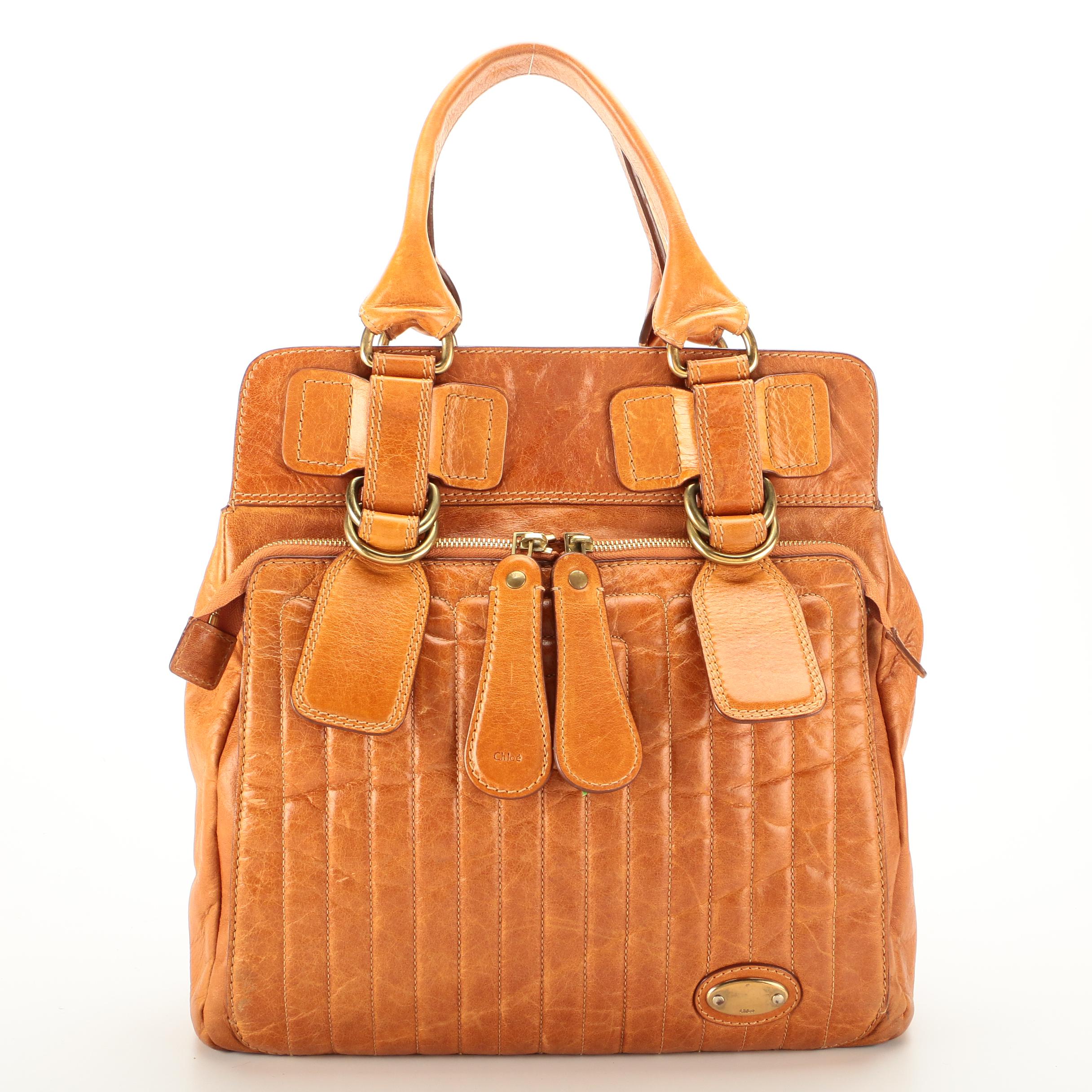 Chloé Bay Large Satchel Bag in Quilted Tan Leather | Everything But The ...