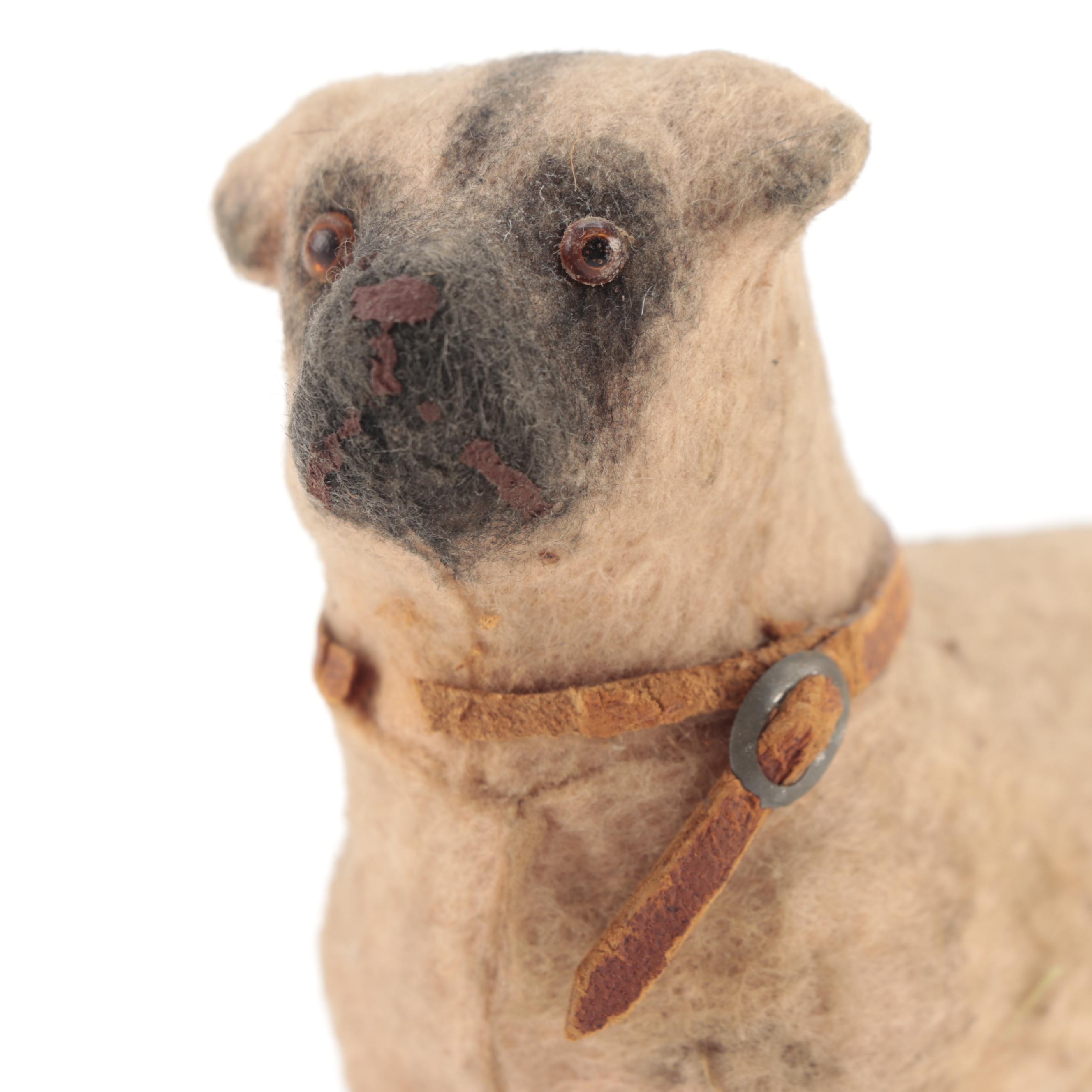German Style Papier-mâché and Felt Pug Figurine, Early 20th Century | EBTH