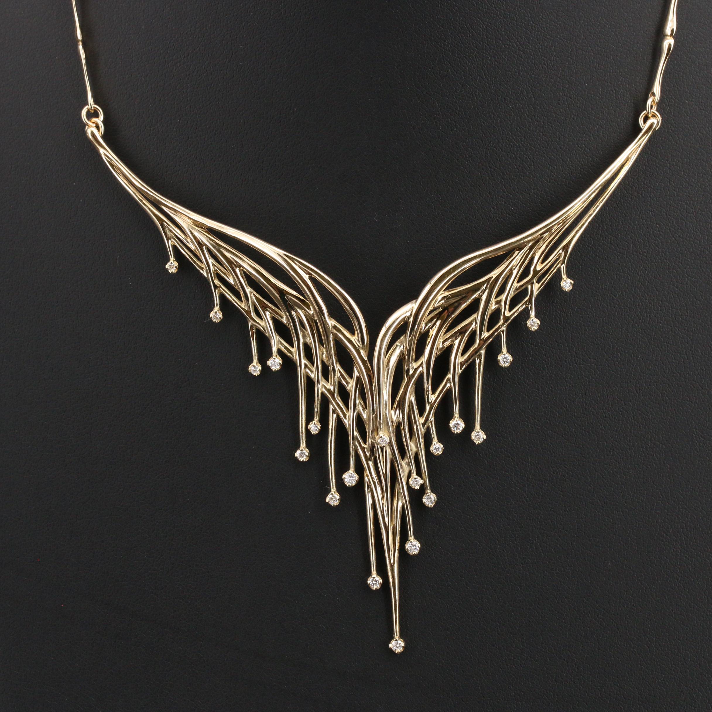 14K Diamond Waterfall Necklace | EBTH