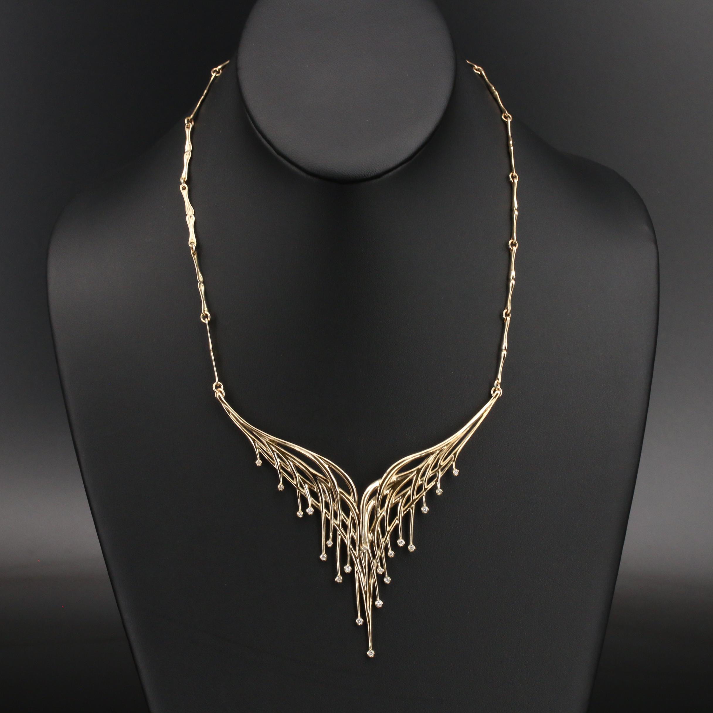 14K Diamond Waterfall Necklace | EBTH