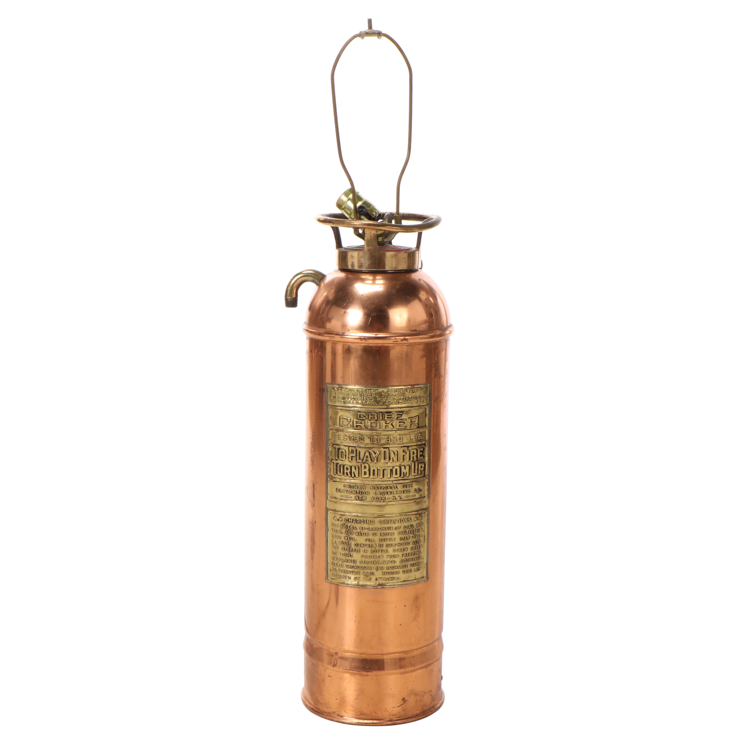 Croker "Chief" Copper Fire Extinguisher Converted Table Lamp ...