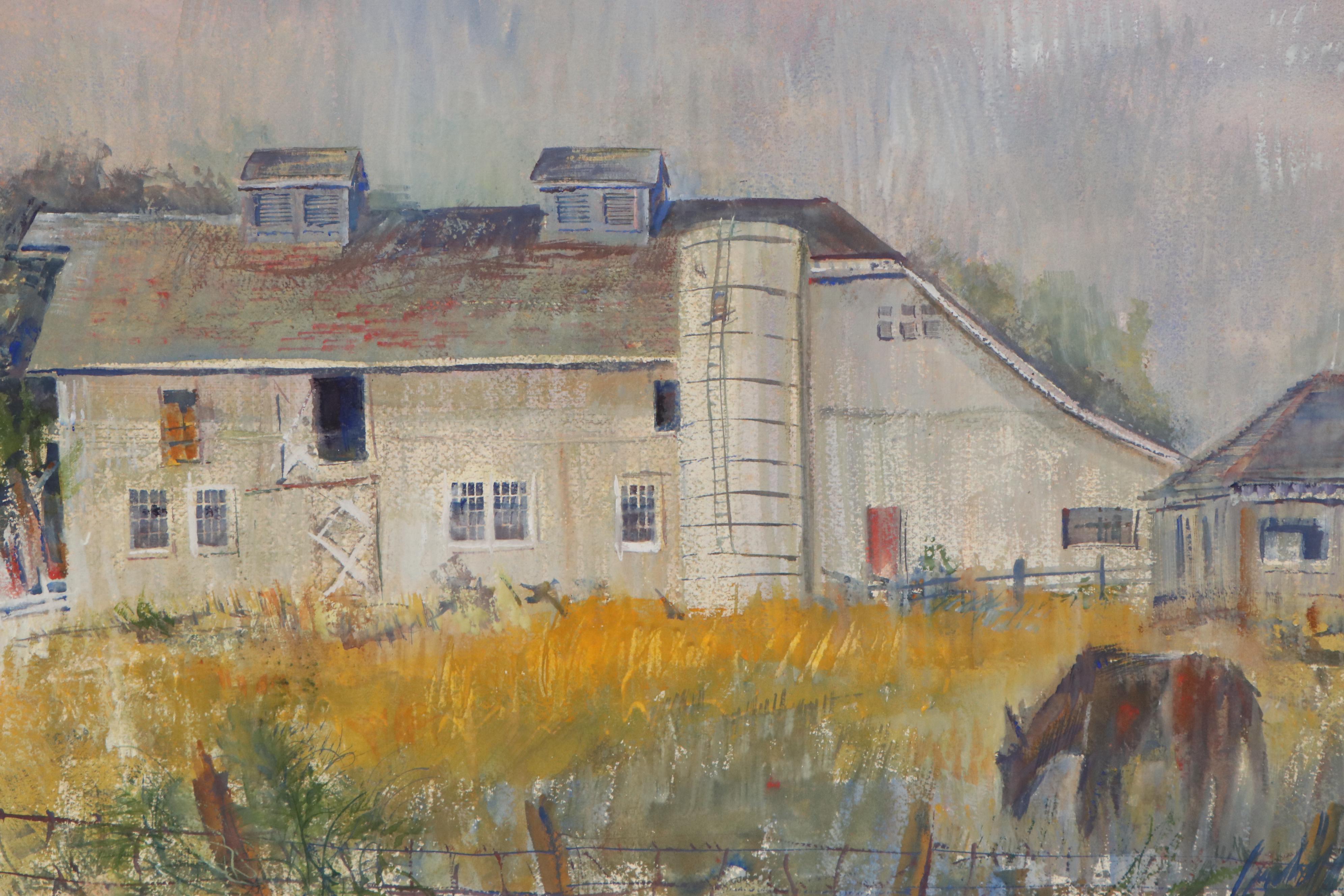 John Imhoff Farm Landscape Watercolor Painting, Mid-20th Century | EBTH