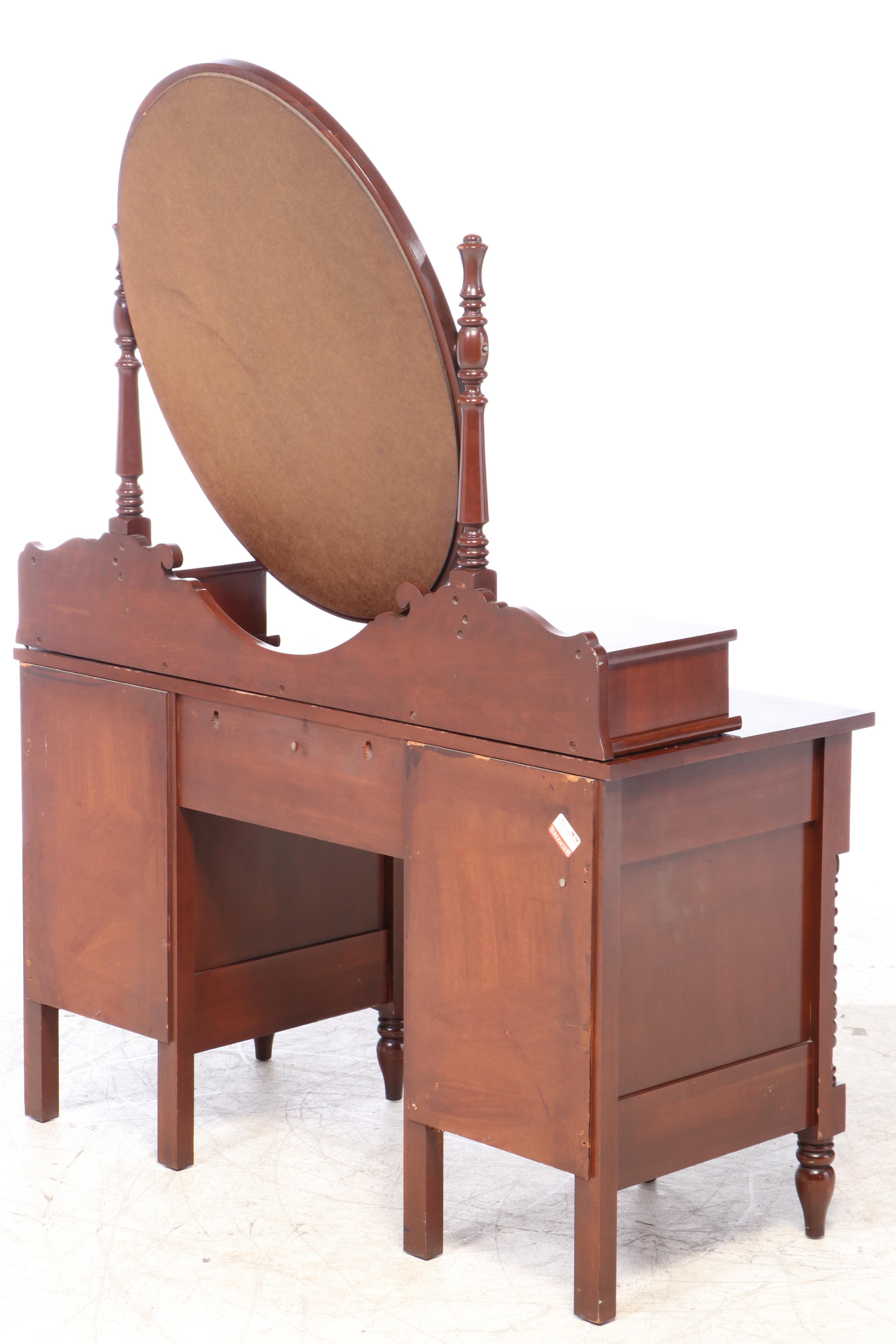 Victorian Style Cherry Vanity Table with Stool, Mid to Late 20th ...