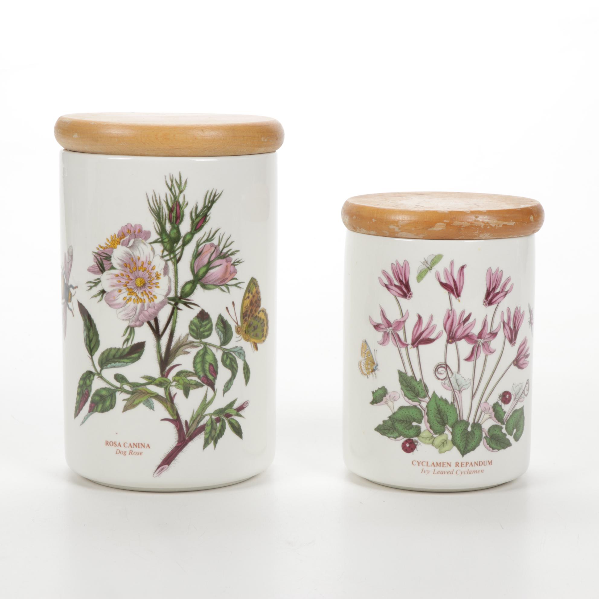Portmeirion "Botanic Garden" Graduated Porcelain Canisters and Coasters ...