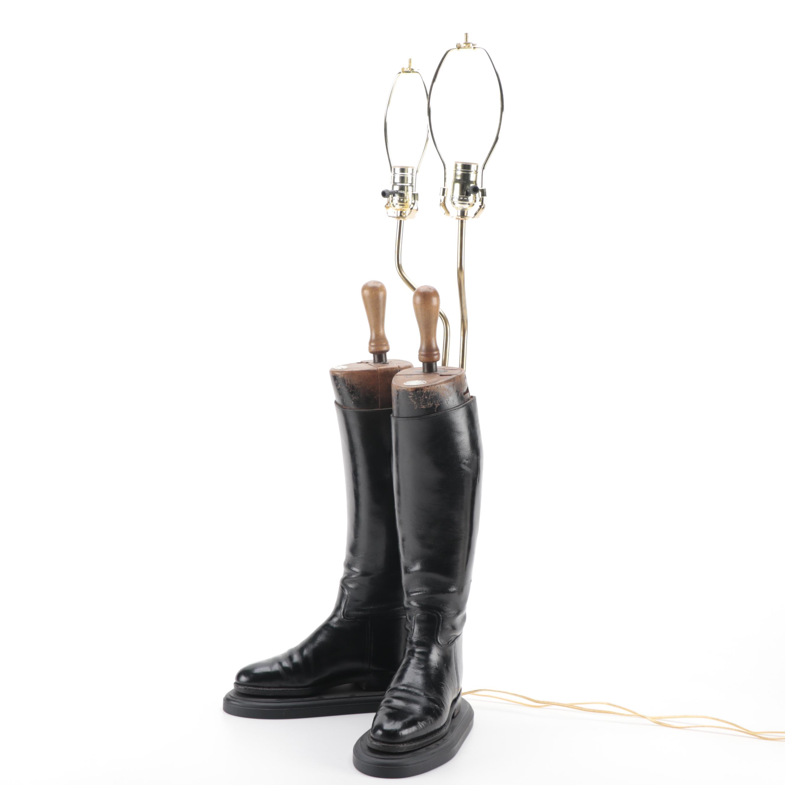 Pair of Equestrian Leather Riding Boot Mounted Table Lamps | Everything ...