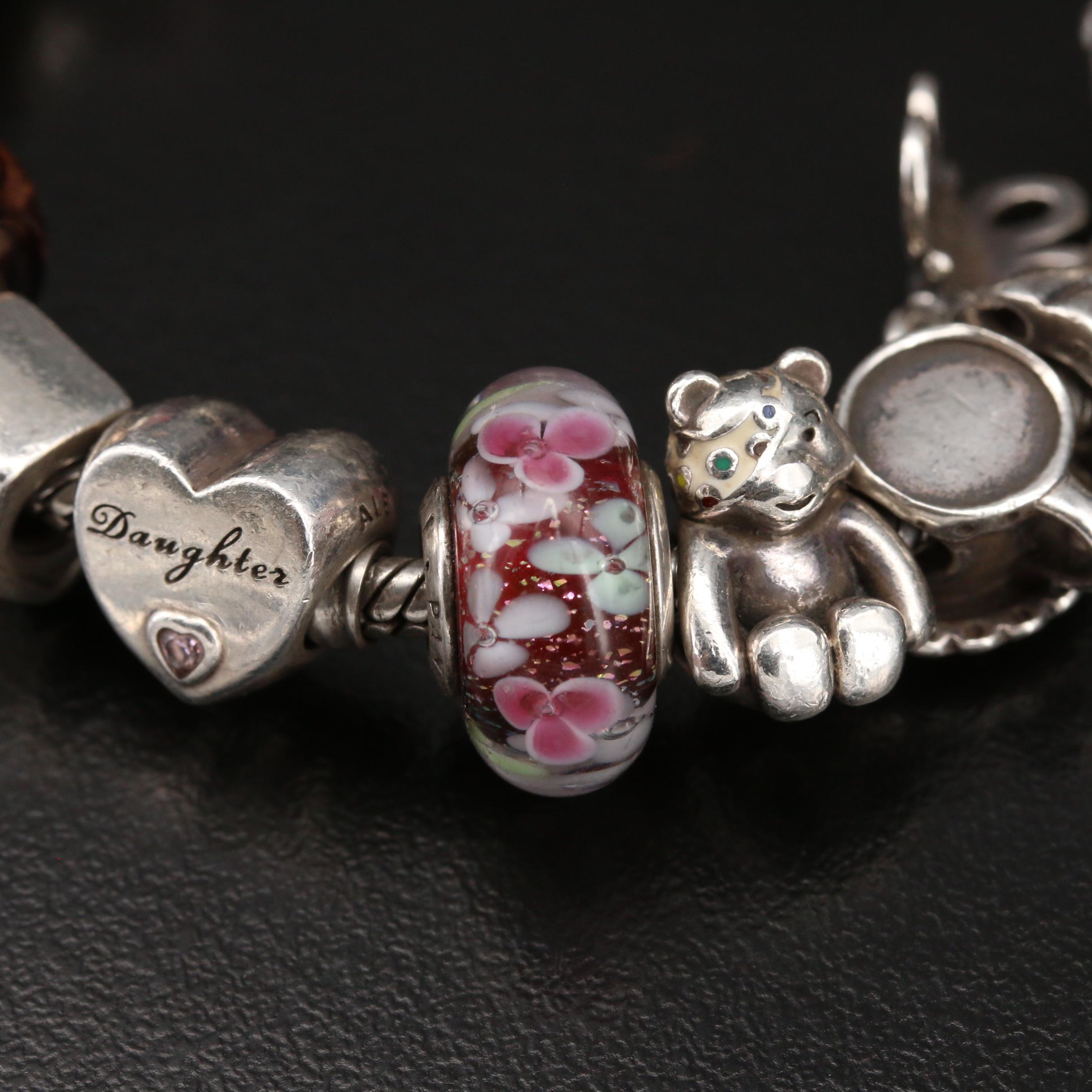 Pandora Sterling Silver Enamel, Cubic Zirconia, Glass, and Gemstone ...