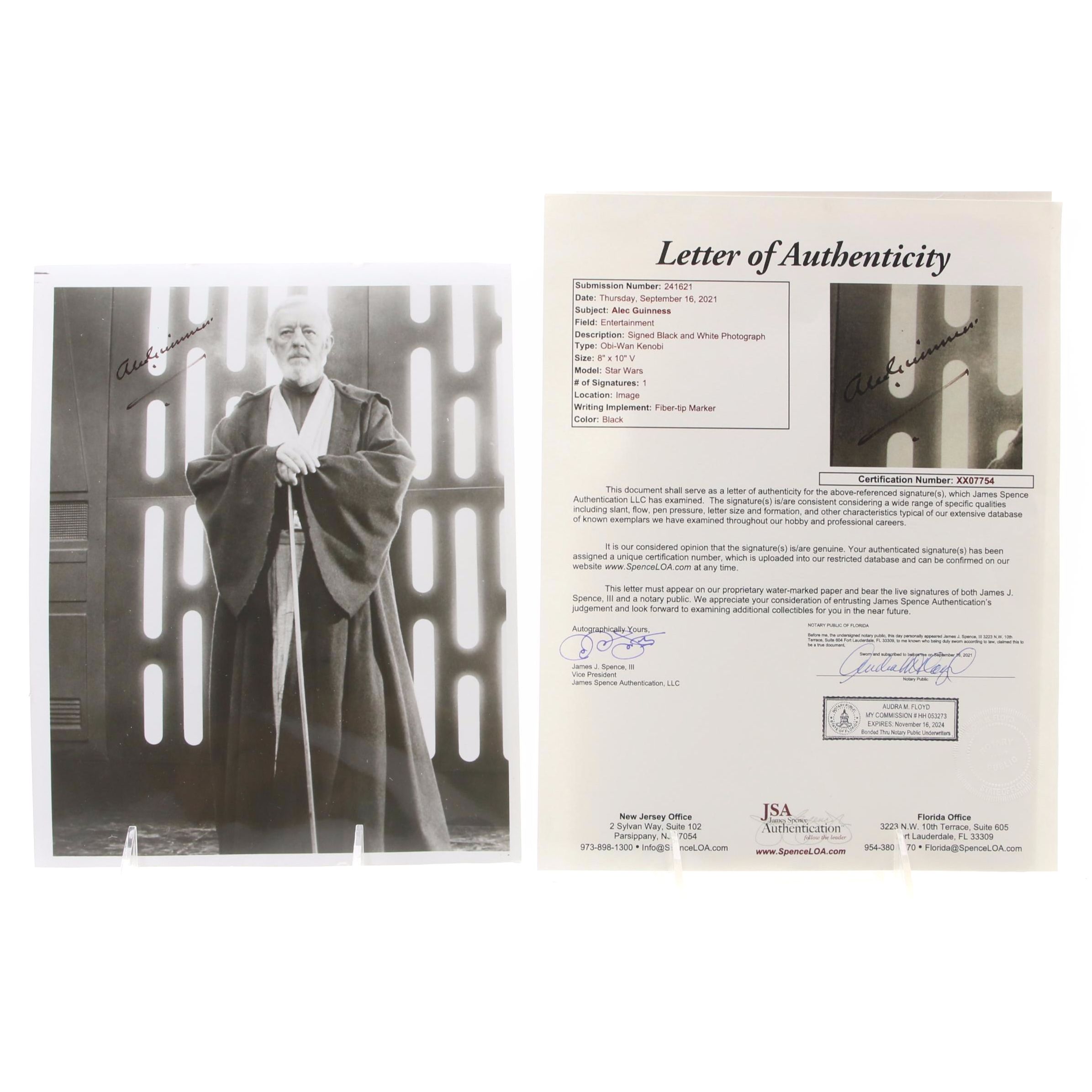 Alec Guinness "Star Wars Obi-Wan Kenobi" Signed Photo Print, JSA Full ...