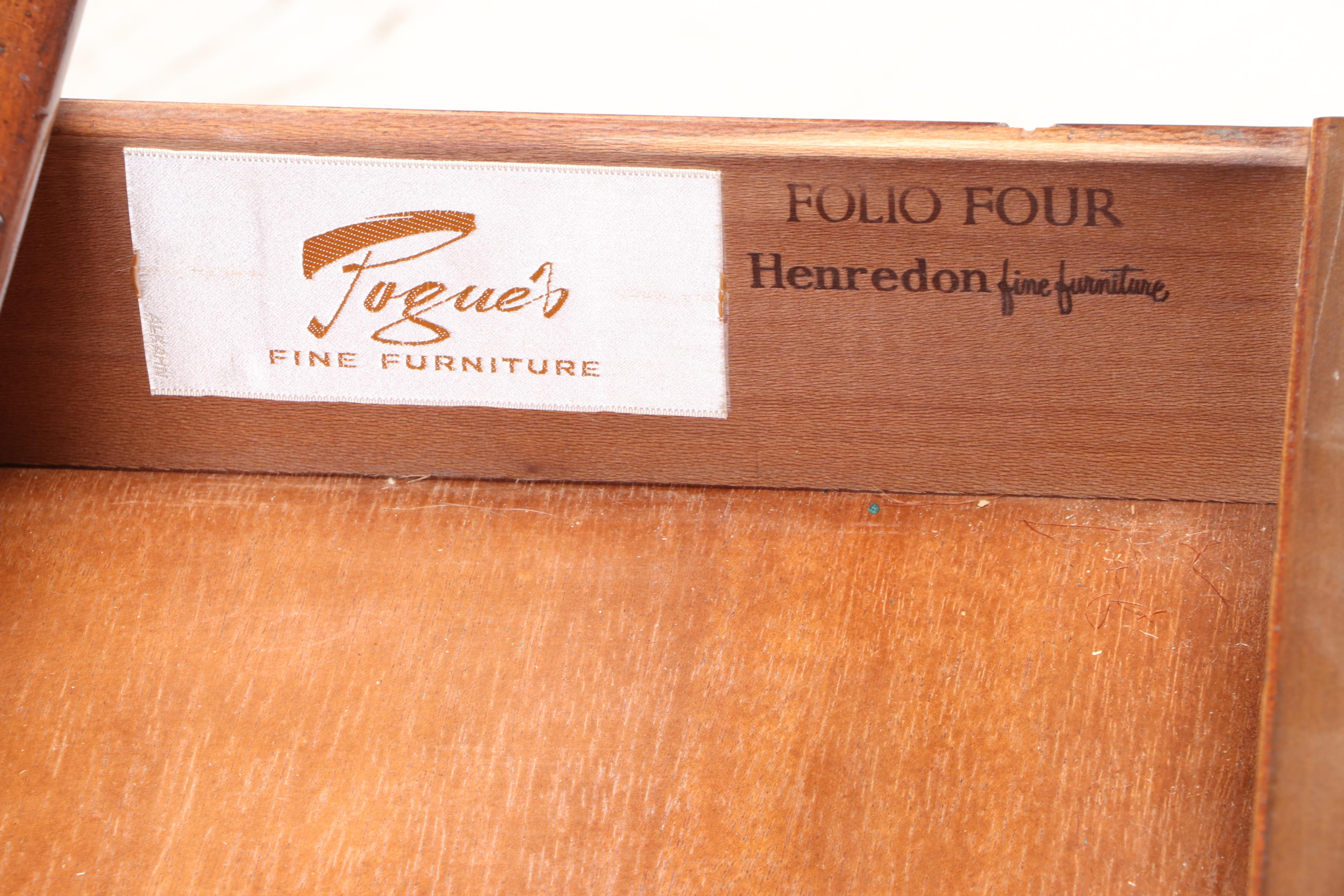 Henredon "Folio Four" George II Style Walnut and Crossbanded Bedside ...