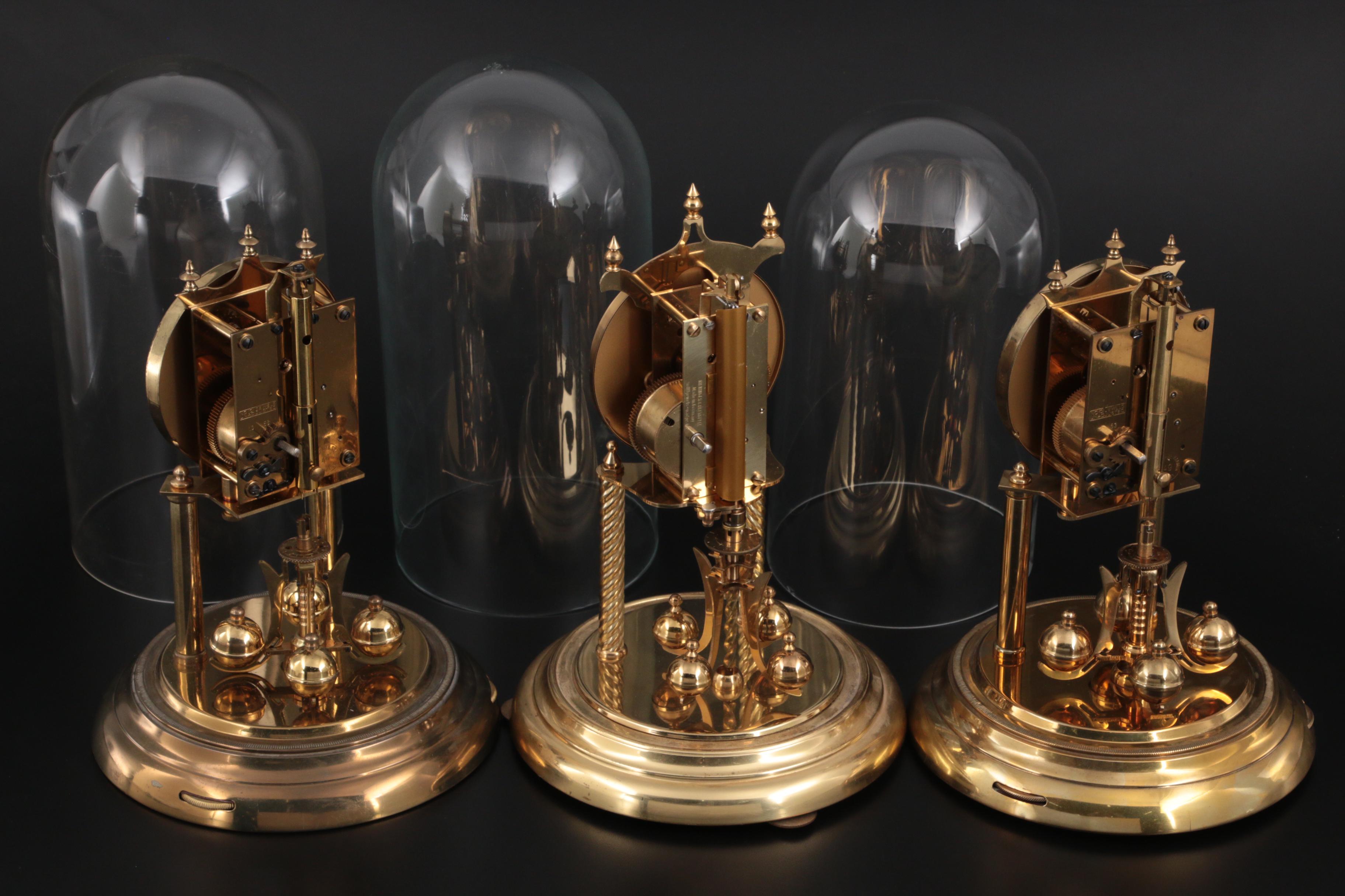 Kundo K&O and Schatz Brass and Glass German Anniversary Clocks, Early ...