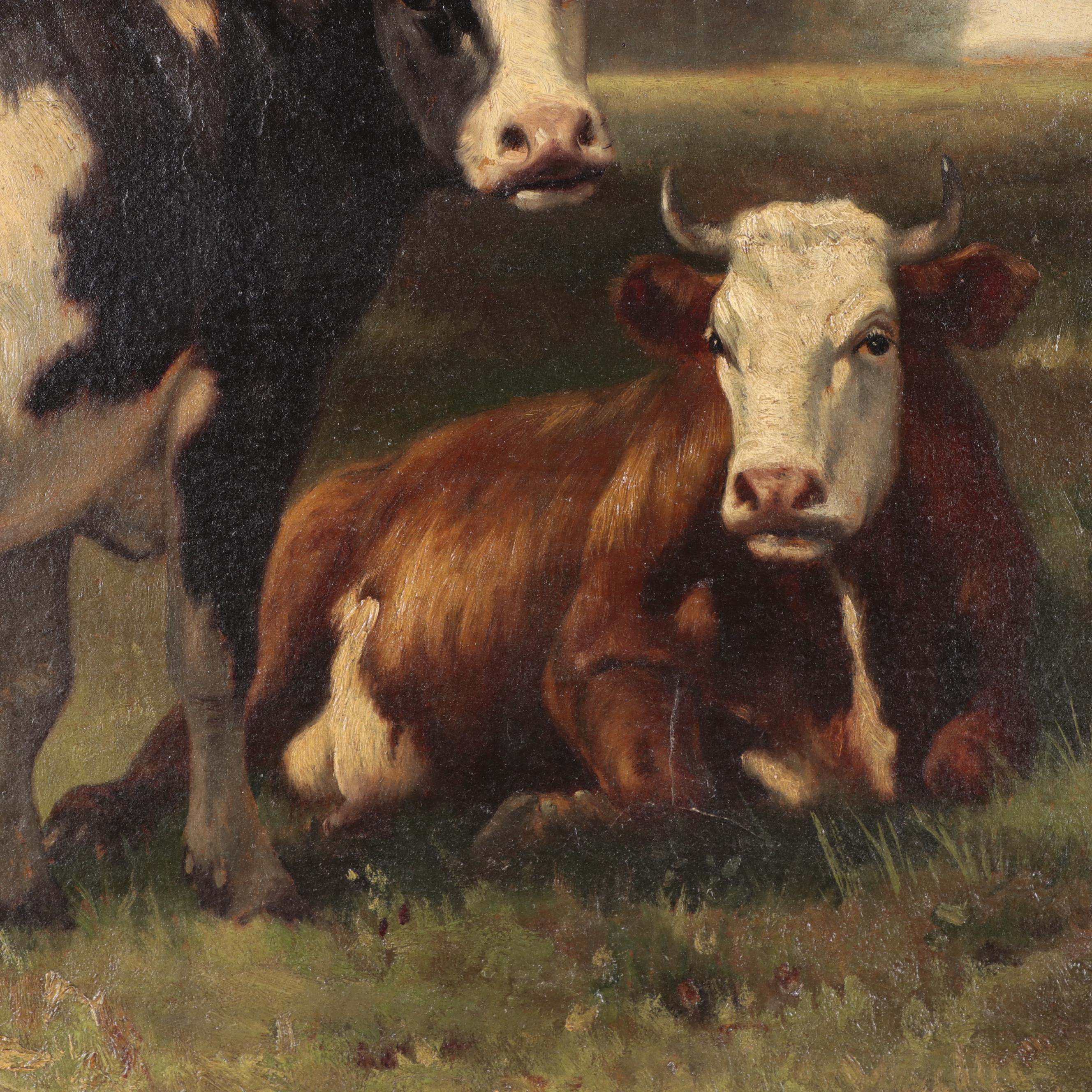 Robert Atkinson Fox Pasture Oil Painting of Cows, Early 20th Century | EBTH