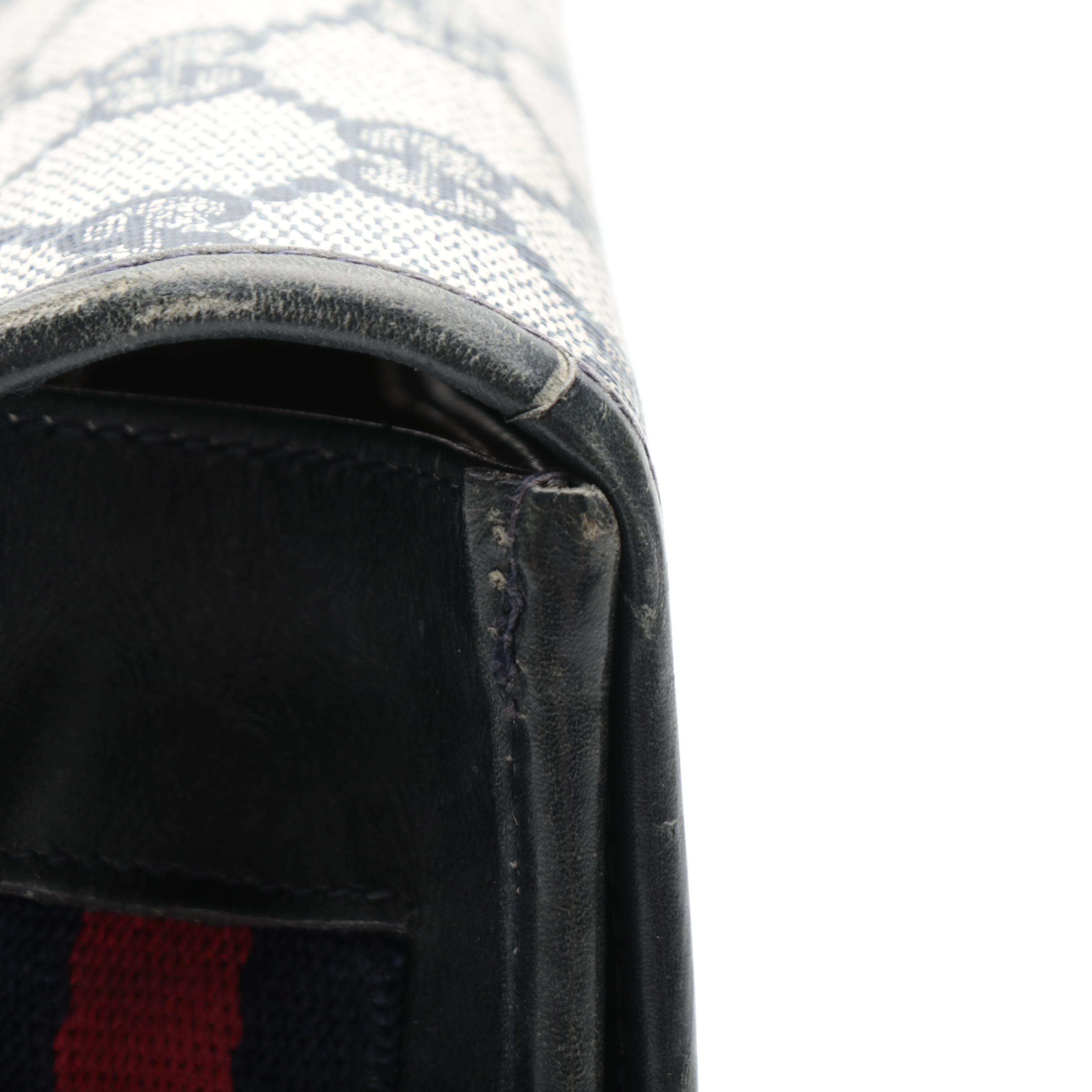 Gucci Crossbody Flap Bag in GG Supreme Canvas, Web Stripe, and Navy ...