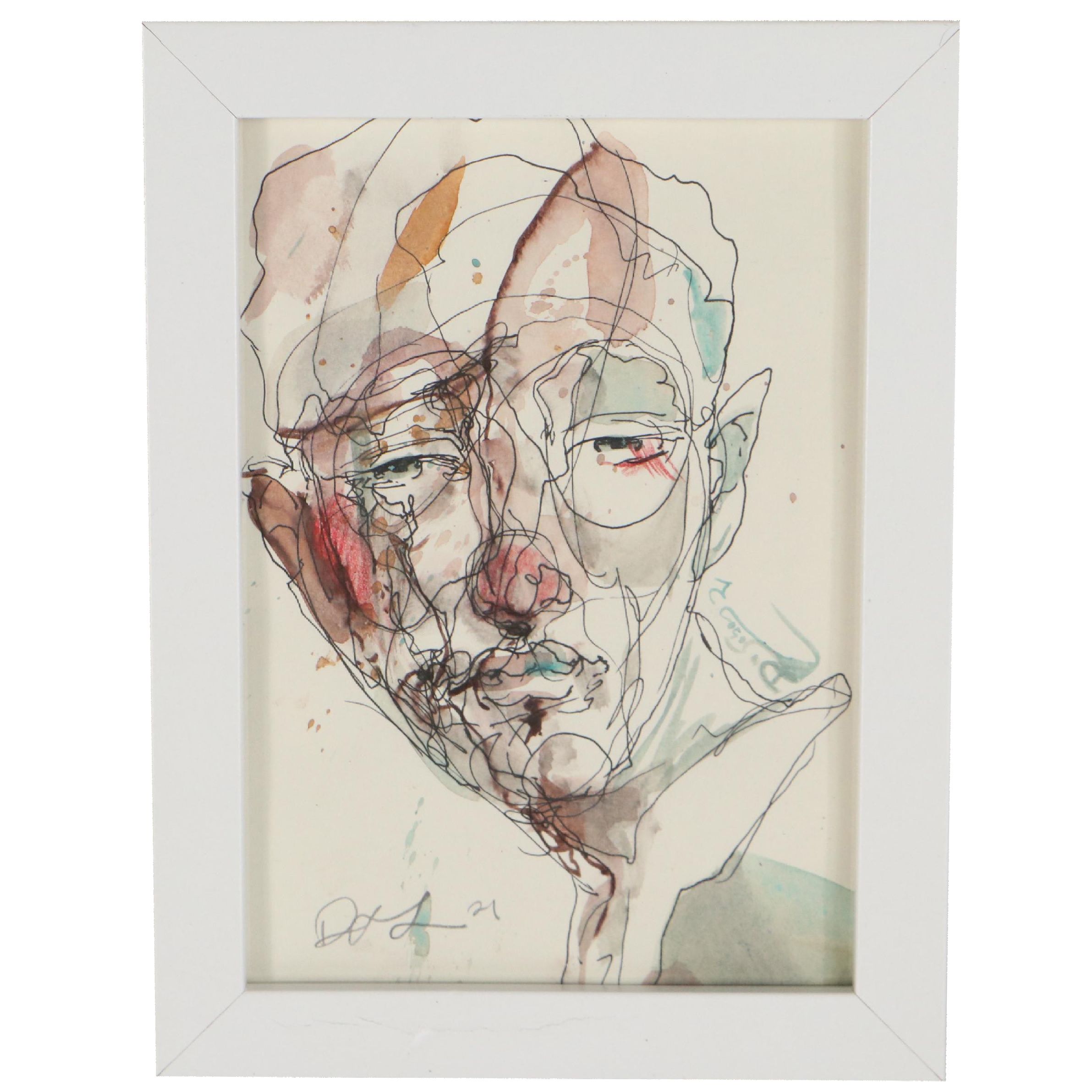 Dan Sabau Watercolor and Ink Painting "Tribute to Giacometti," 2021 | EBTH