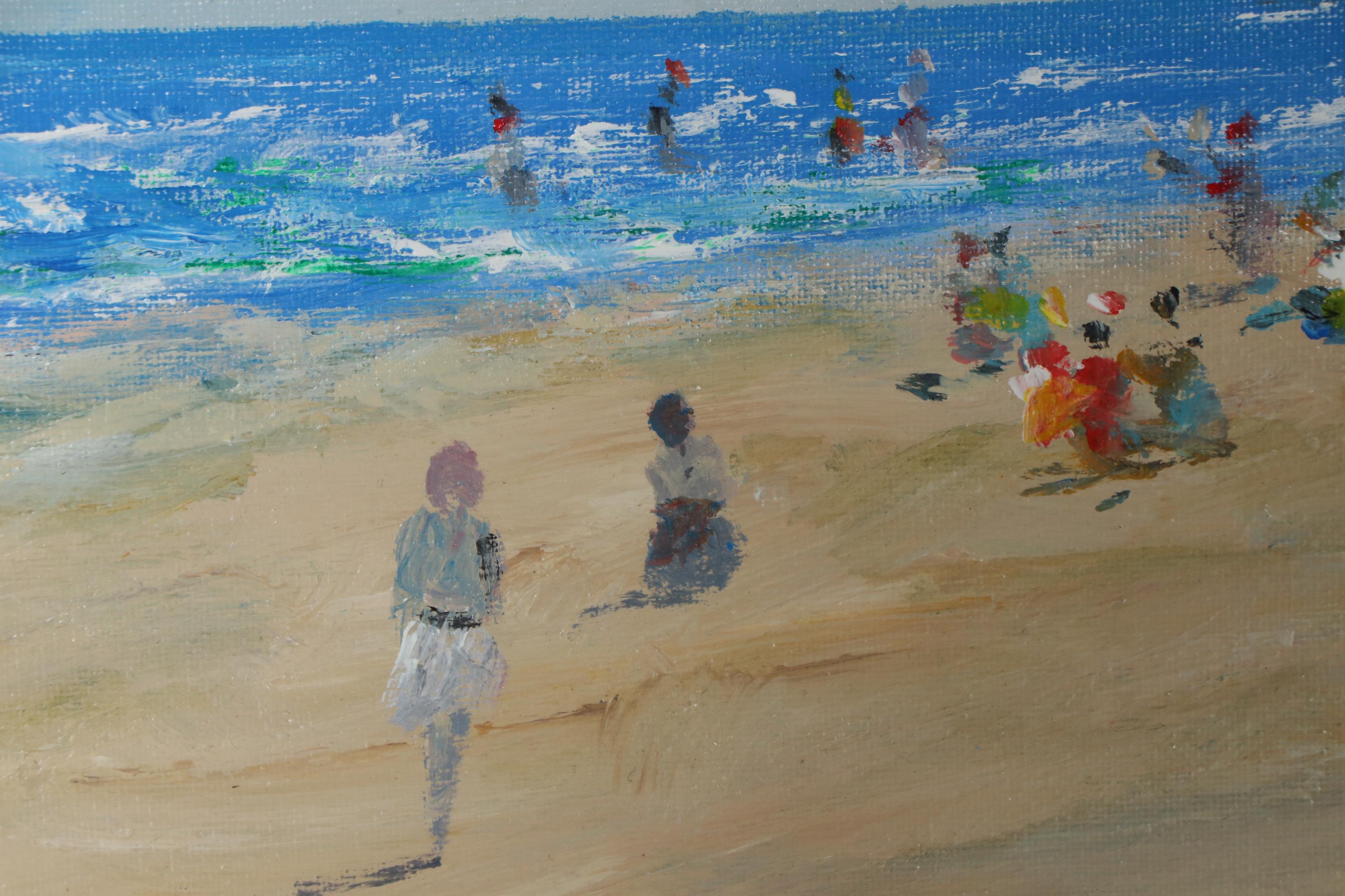 Donald Fraser Beach Scene Oil Painting, Circa 2000 | Everything But The ...
