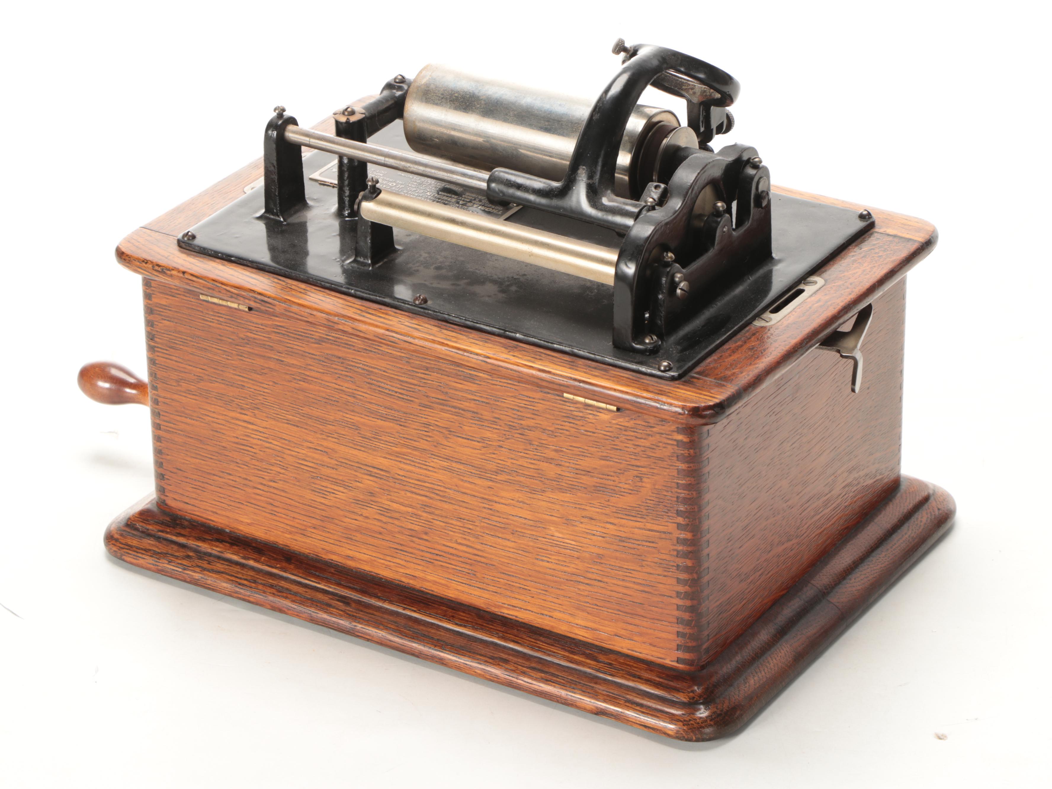 Edison Standard Phonograph Model C Player with Edison Cylinder Records ...