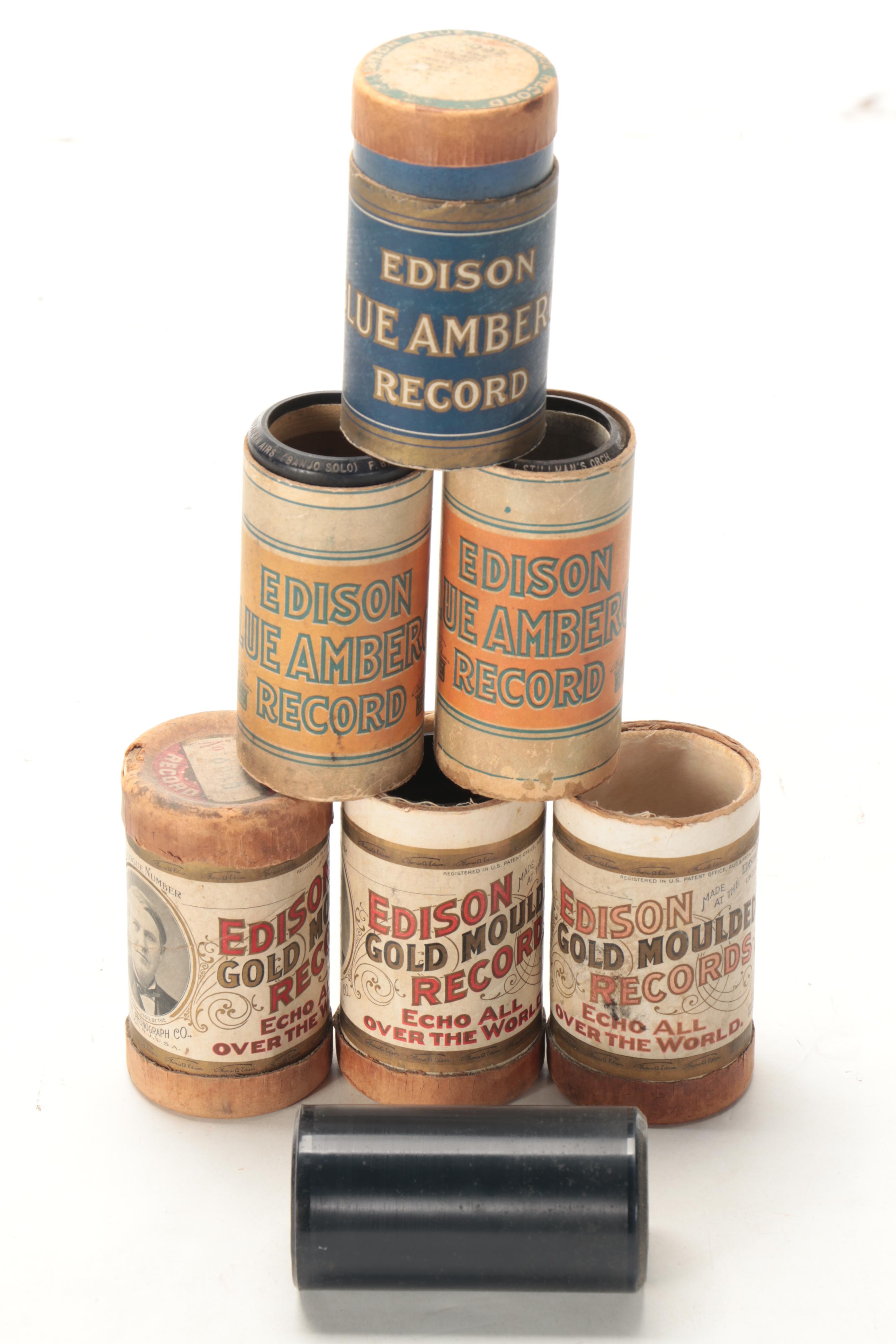 Edison Standard Phonograph Model C Player with Edison Cylinder Records ...