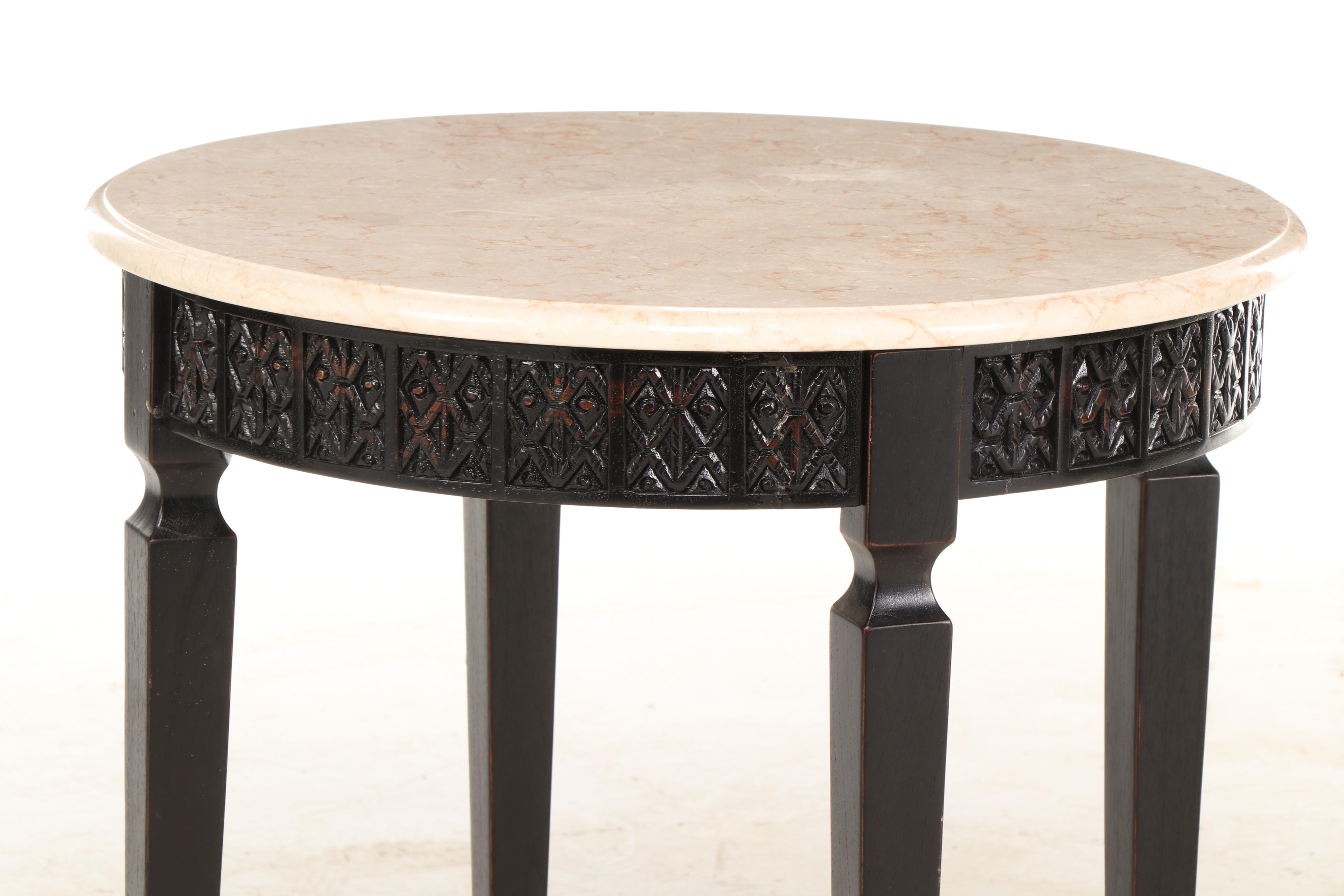 Arhaus Marble Top Ebonized Wood Center Tables | EBTH