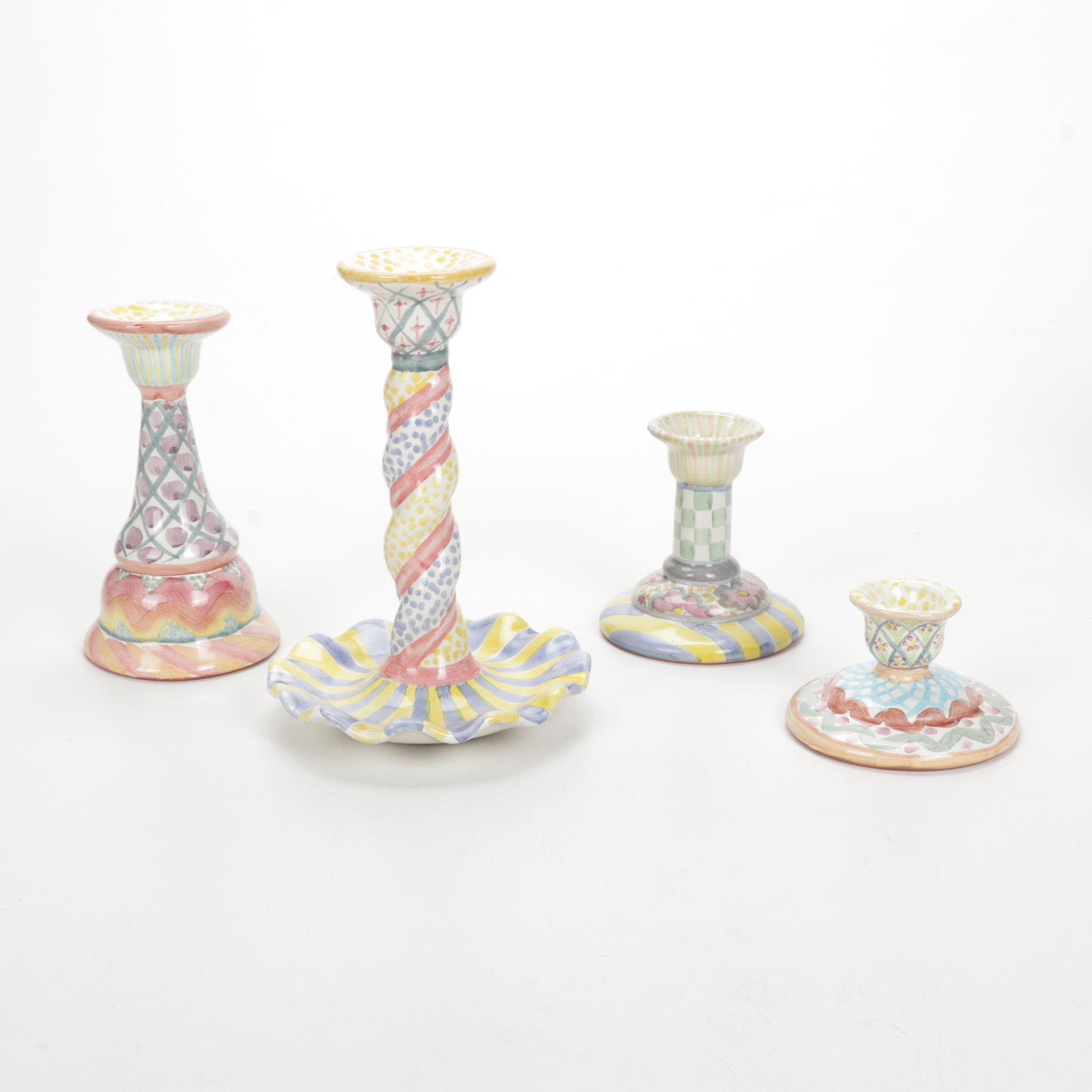 MacKenzie-Childs Candlesticks Including "Heather" and "Myrtle" and More ...