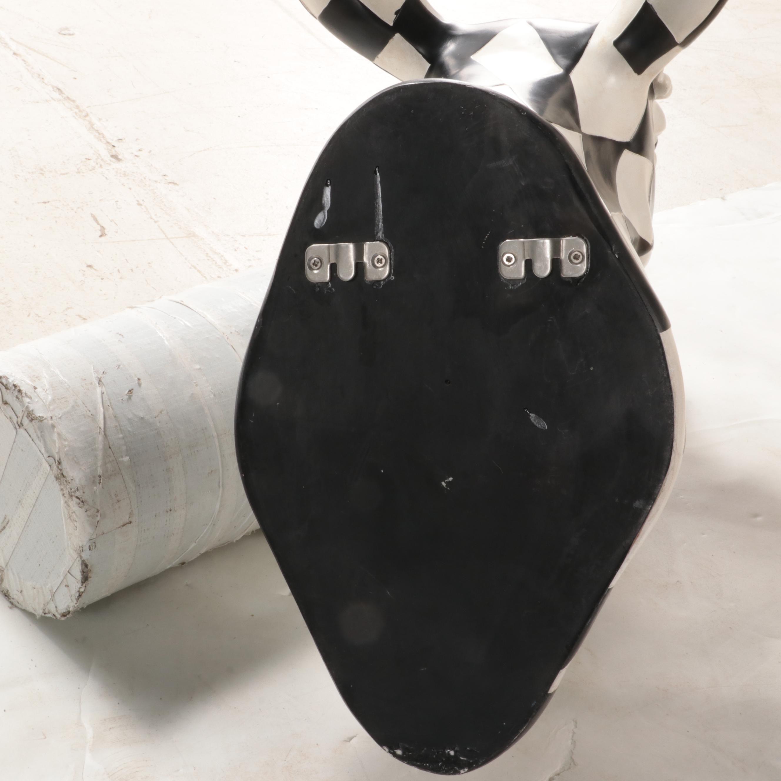 Grandin Road Harlequin Check Resin Moose Head | EBTH