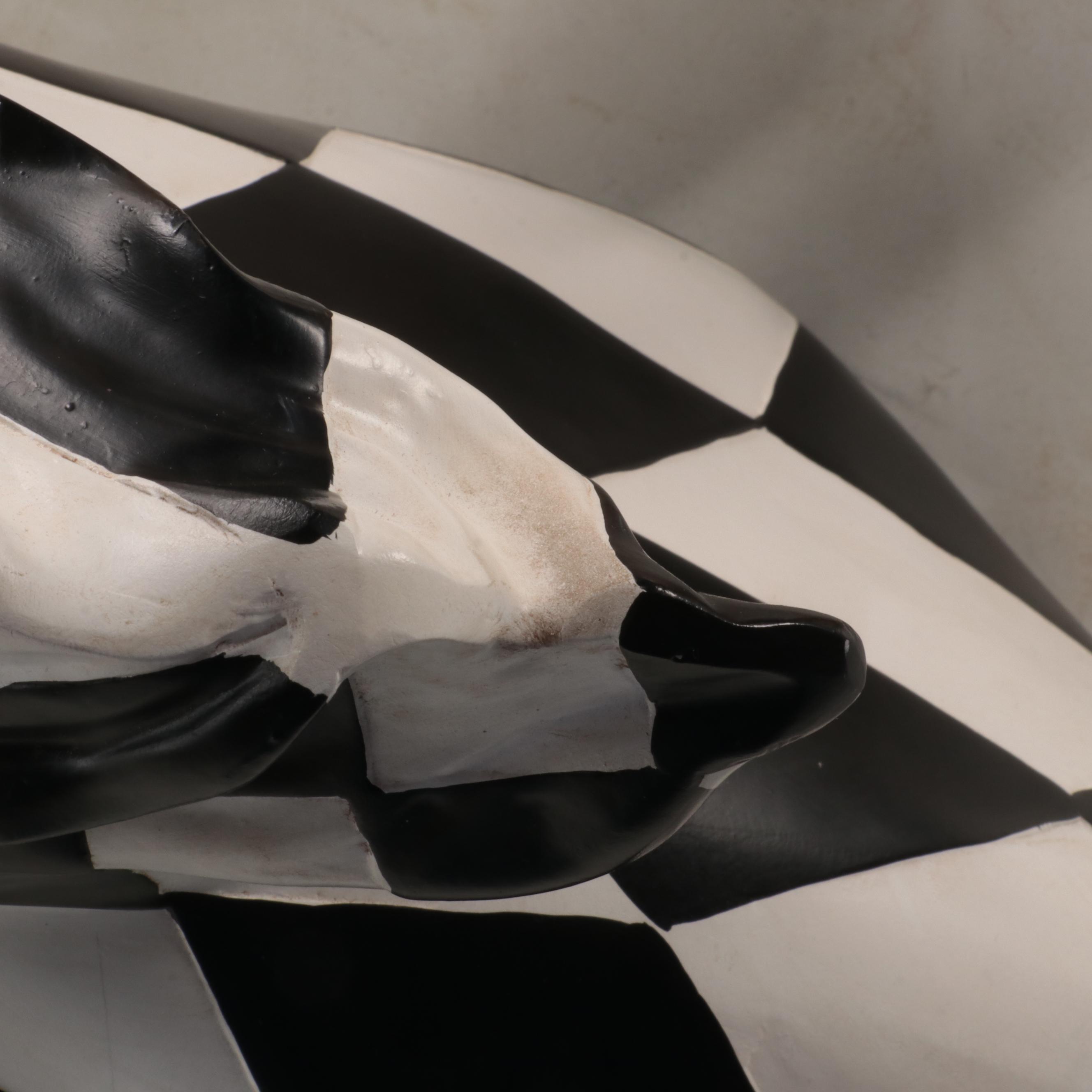 Grandin Road Harlequin Check Resin Moose Head | EBTH