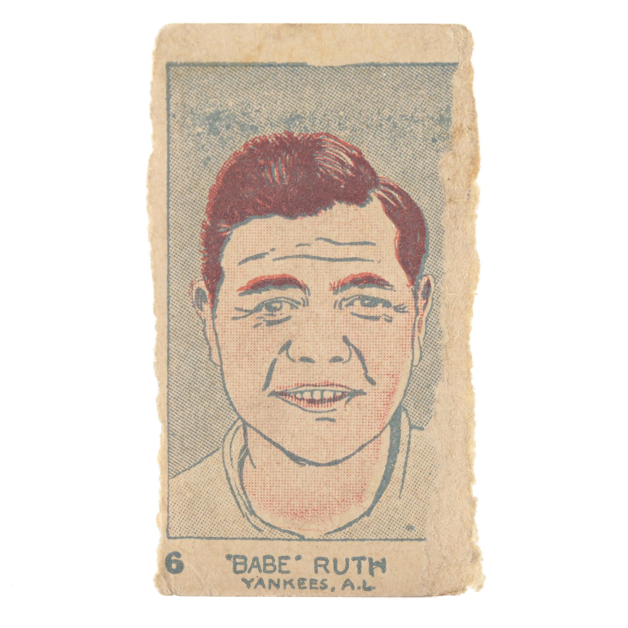 1926 W512 Babe Ruth #6 Yankees, A.L. Hand-Cut Baseball Strip Card | EBTH