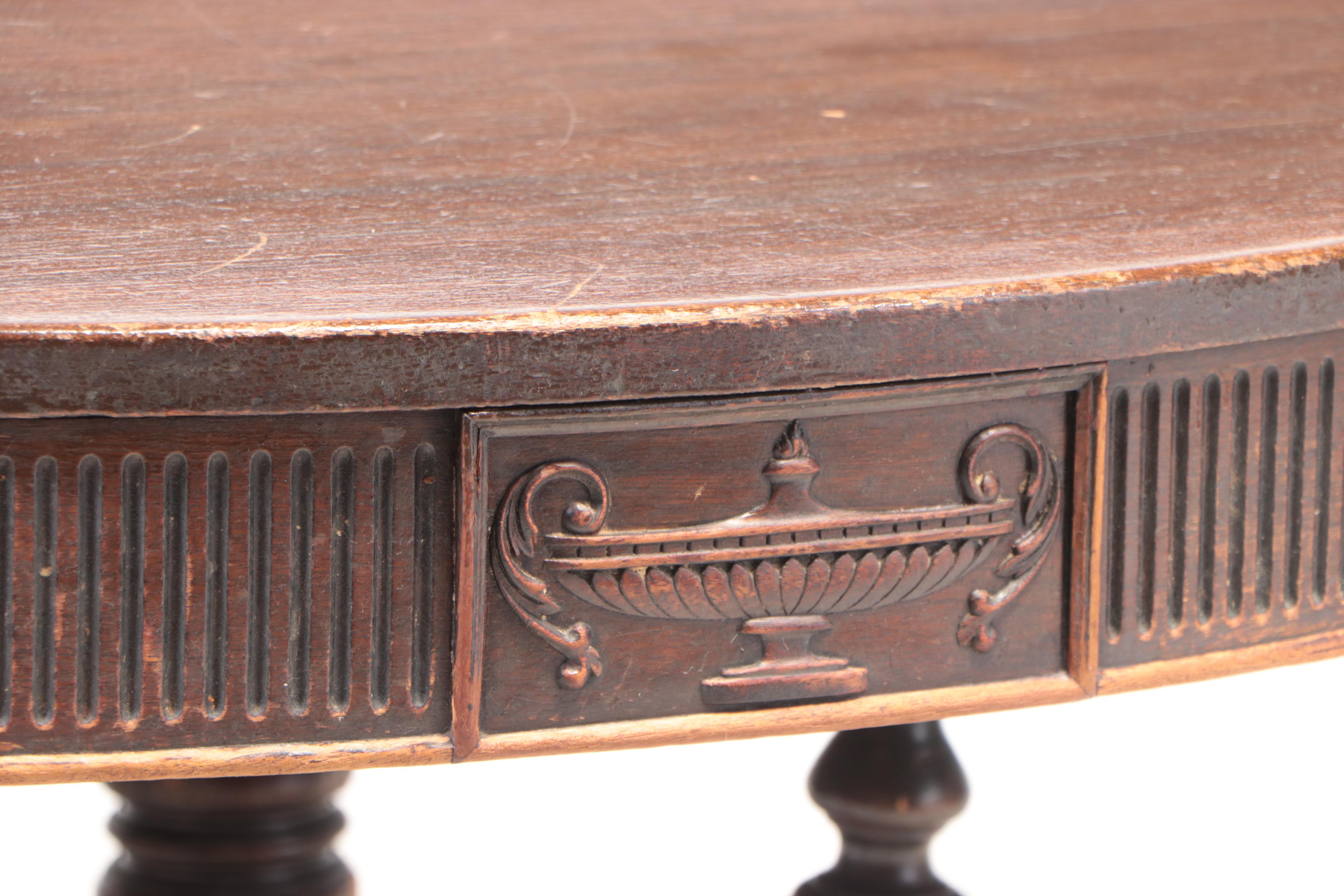 Adam Style Mahogany Dining Table on Jacobean Style Base | EBTH