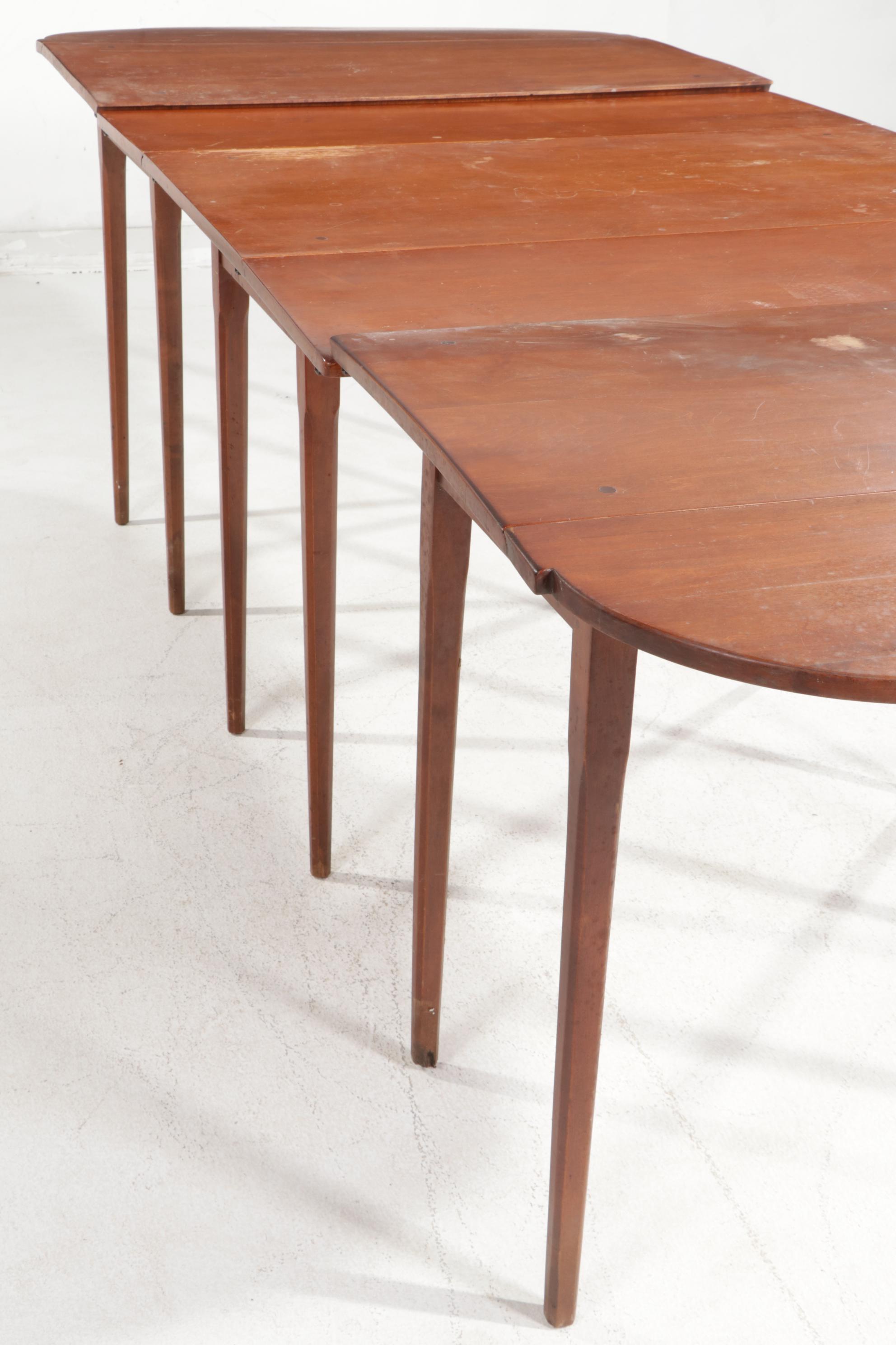 Colonial Revival Maple Three-Part Drop Leaf Dining Table, Late 20th ...