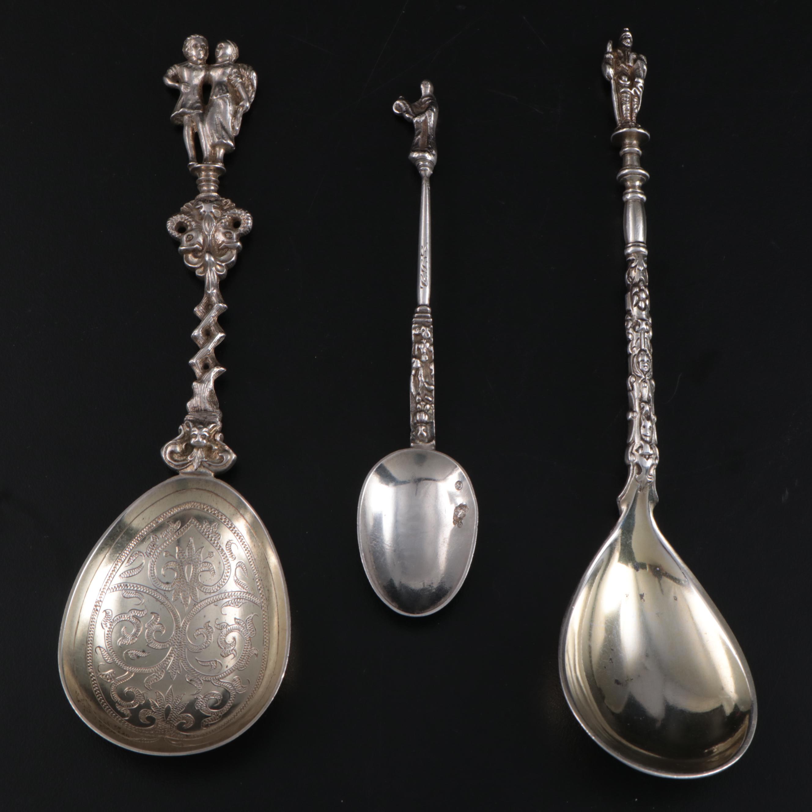 Dutch and Danish 833 and Sterling Silver Apostle Spoons, Late 18th and ...