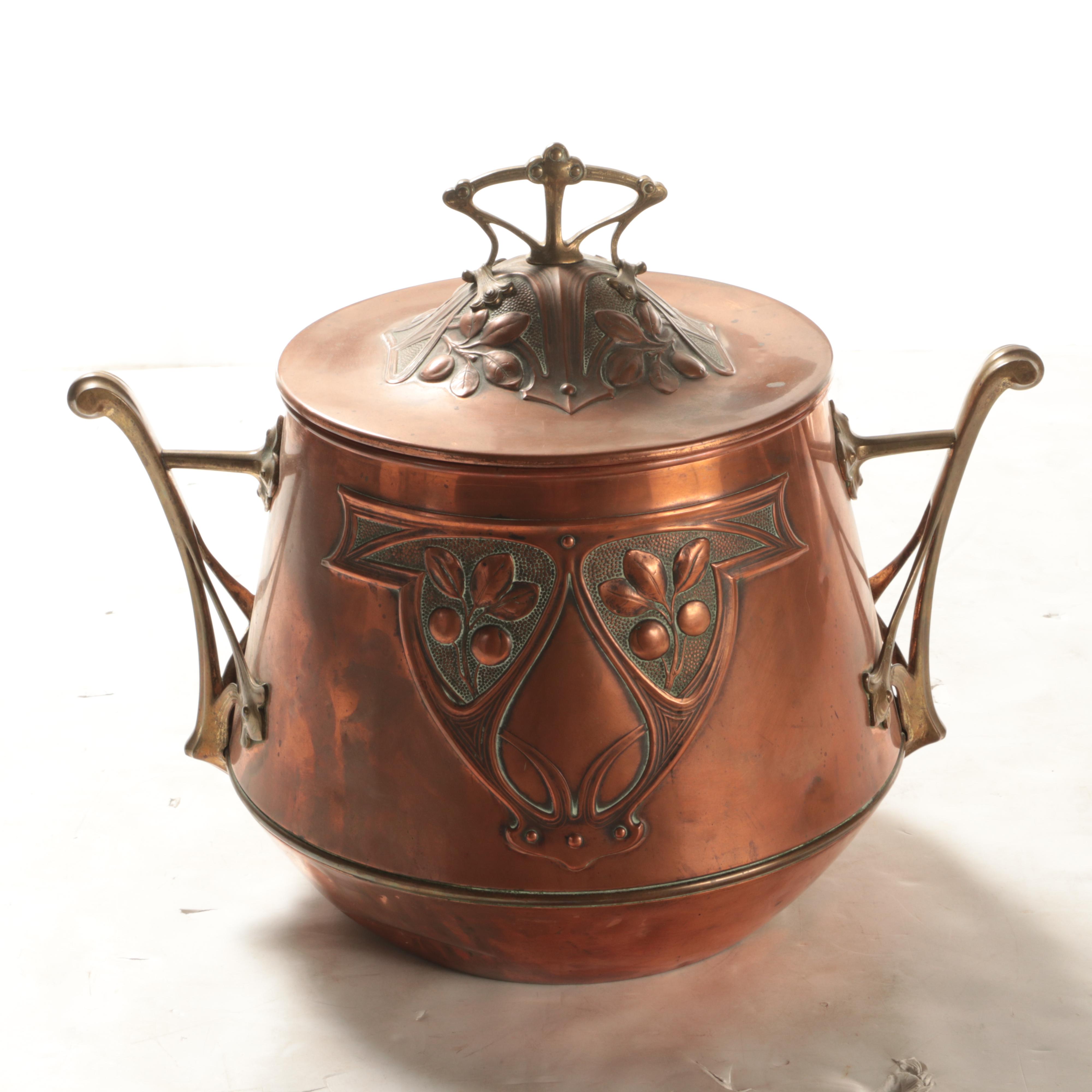 WMF German Art Nouveau Copper Handled Lidded Punch Bowl, Early 20th ...