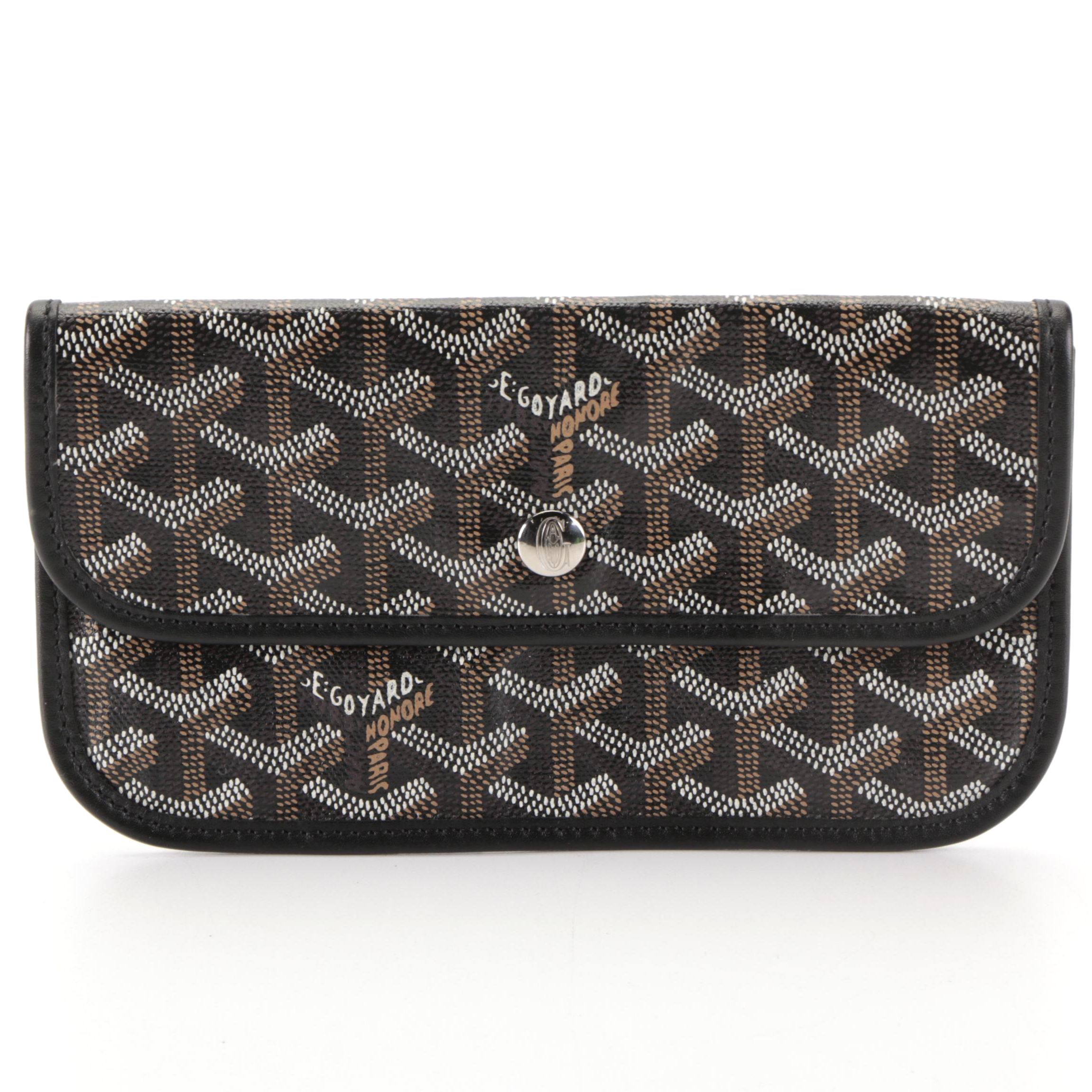Goyard Saint Louis Pouch in Black Goyardine Coated Canvas and Black ...