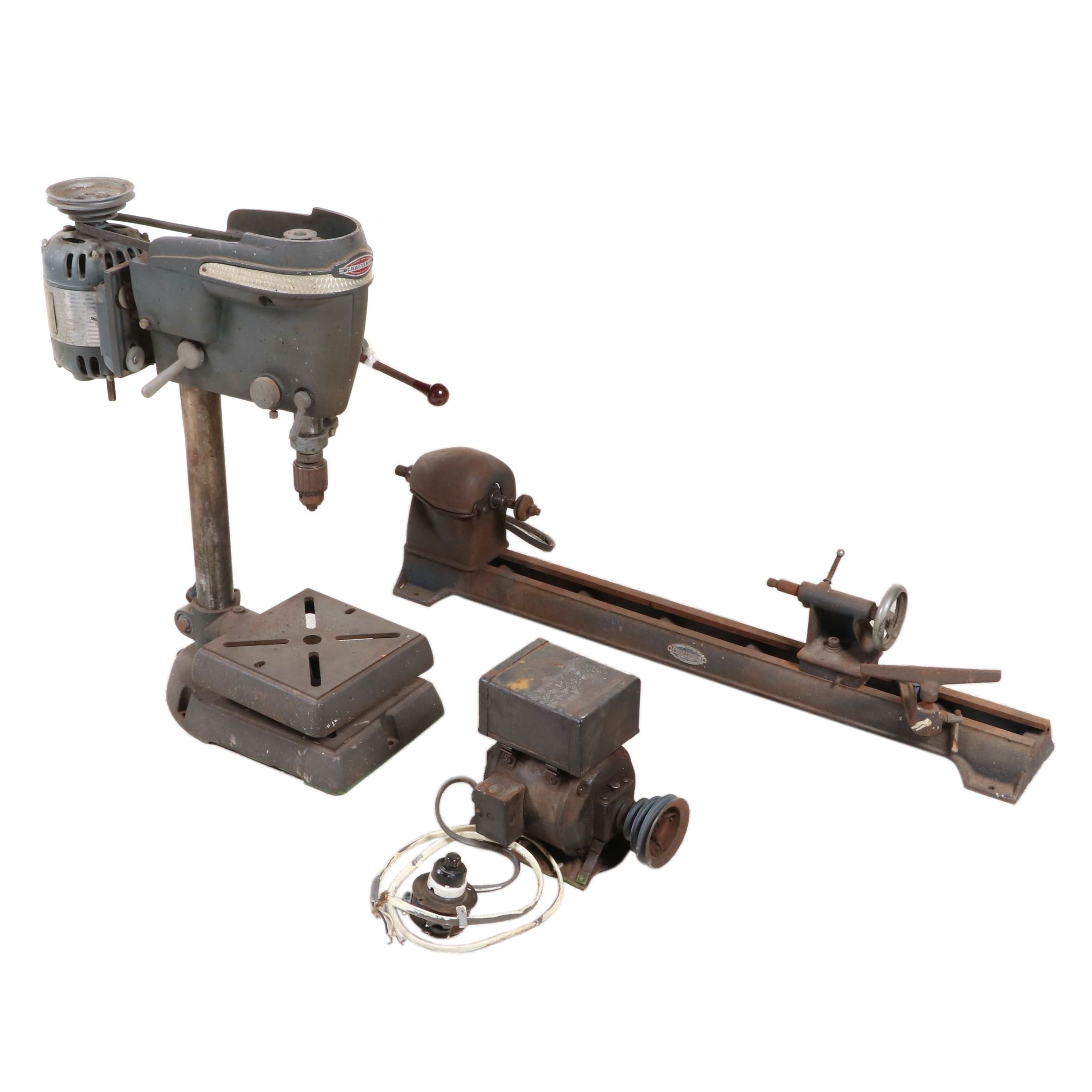 Craftsman Bench Drill Press with Bench Lathe and Westinghouse Motor | EBTH