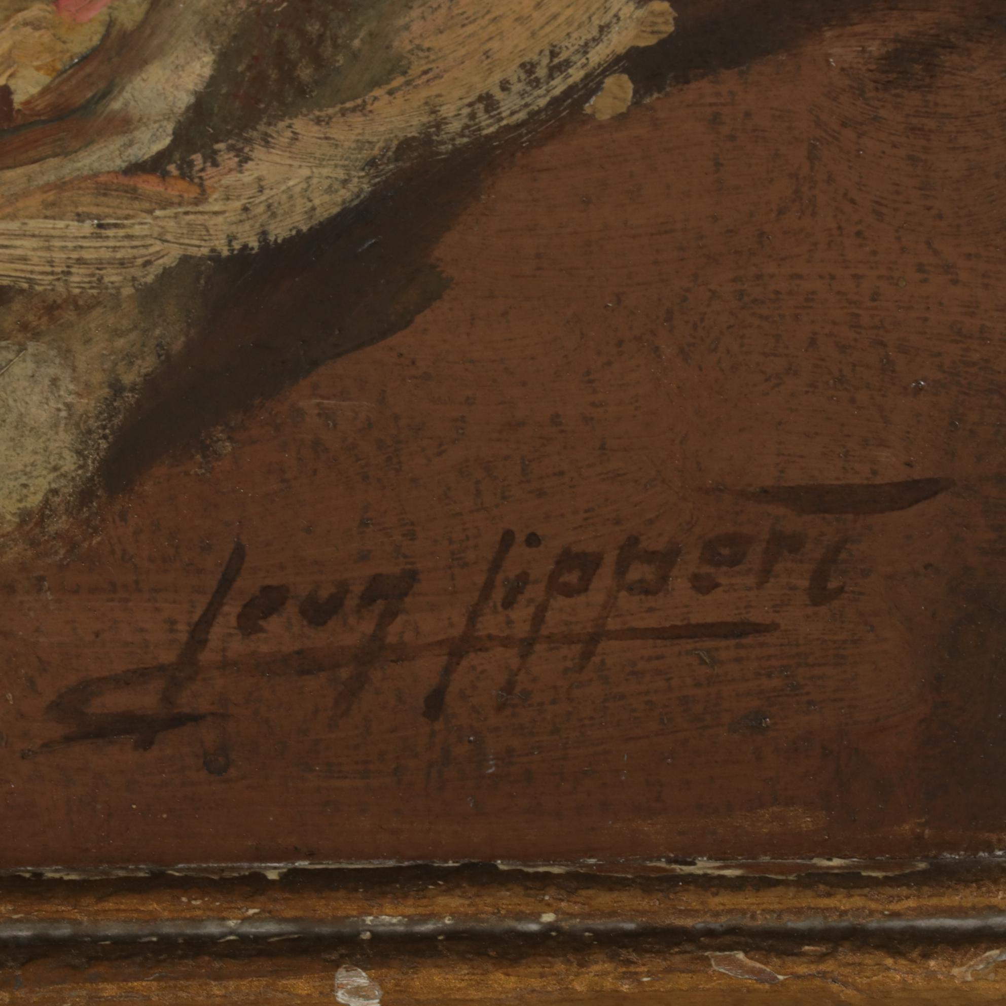 Leon Lippert Oil Painting of Woman Standing at Mirror, Early 20th ...