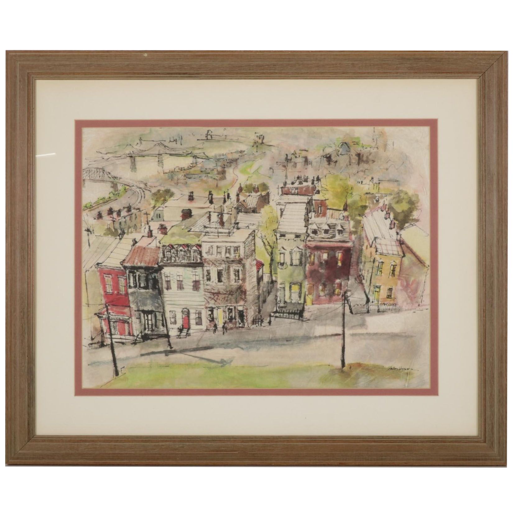 Helen Hyman View of Mount Adams Watercolor Painting, Mid to Late 20th ...