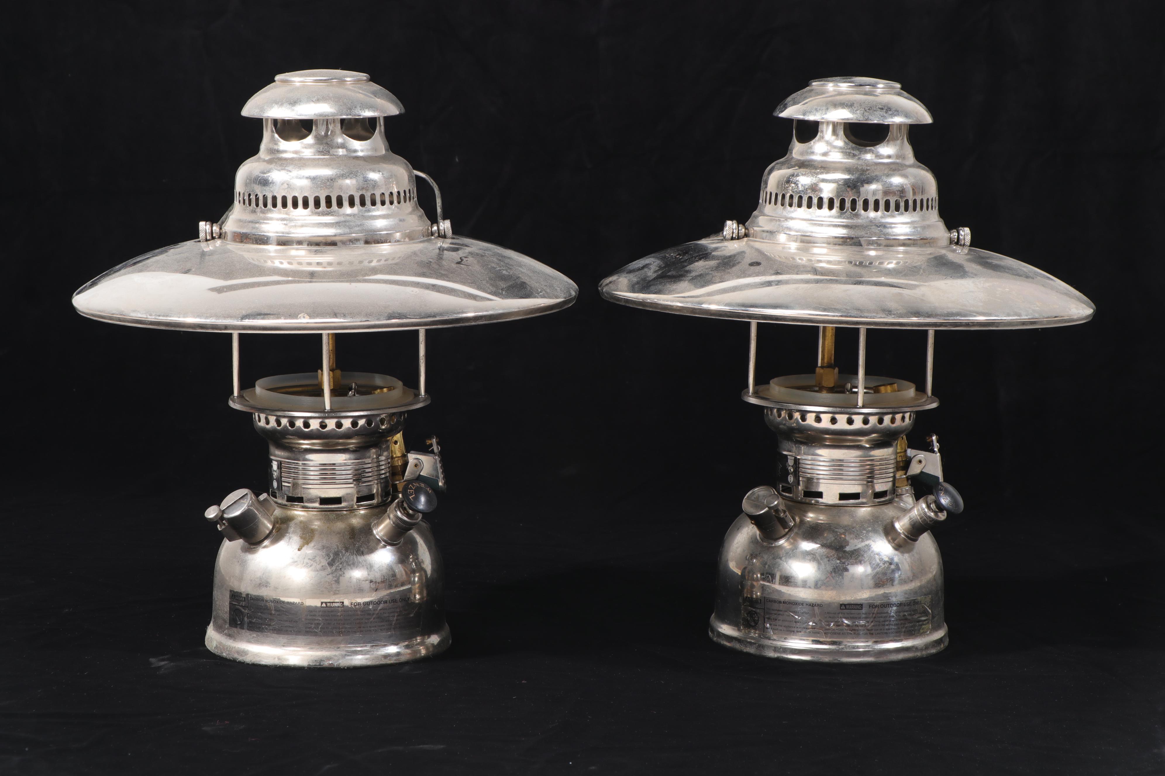 Two Wentzel Nickel Plate Camping Kerosene 1887 Pressure Lanterns | EBTH