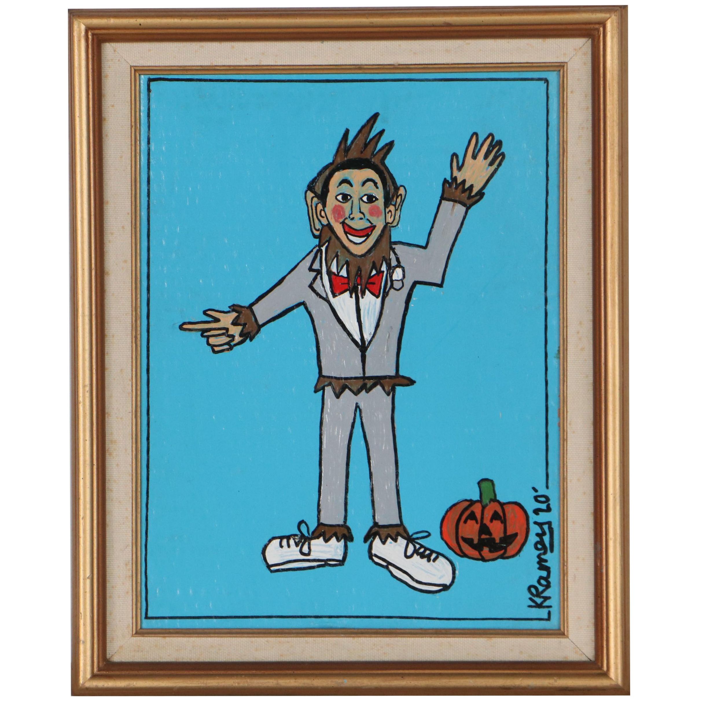 Kip Ramey Acrylic Painting of Pee-wee Herman as Werewolf | EBTH