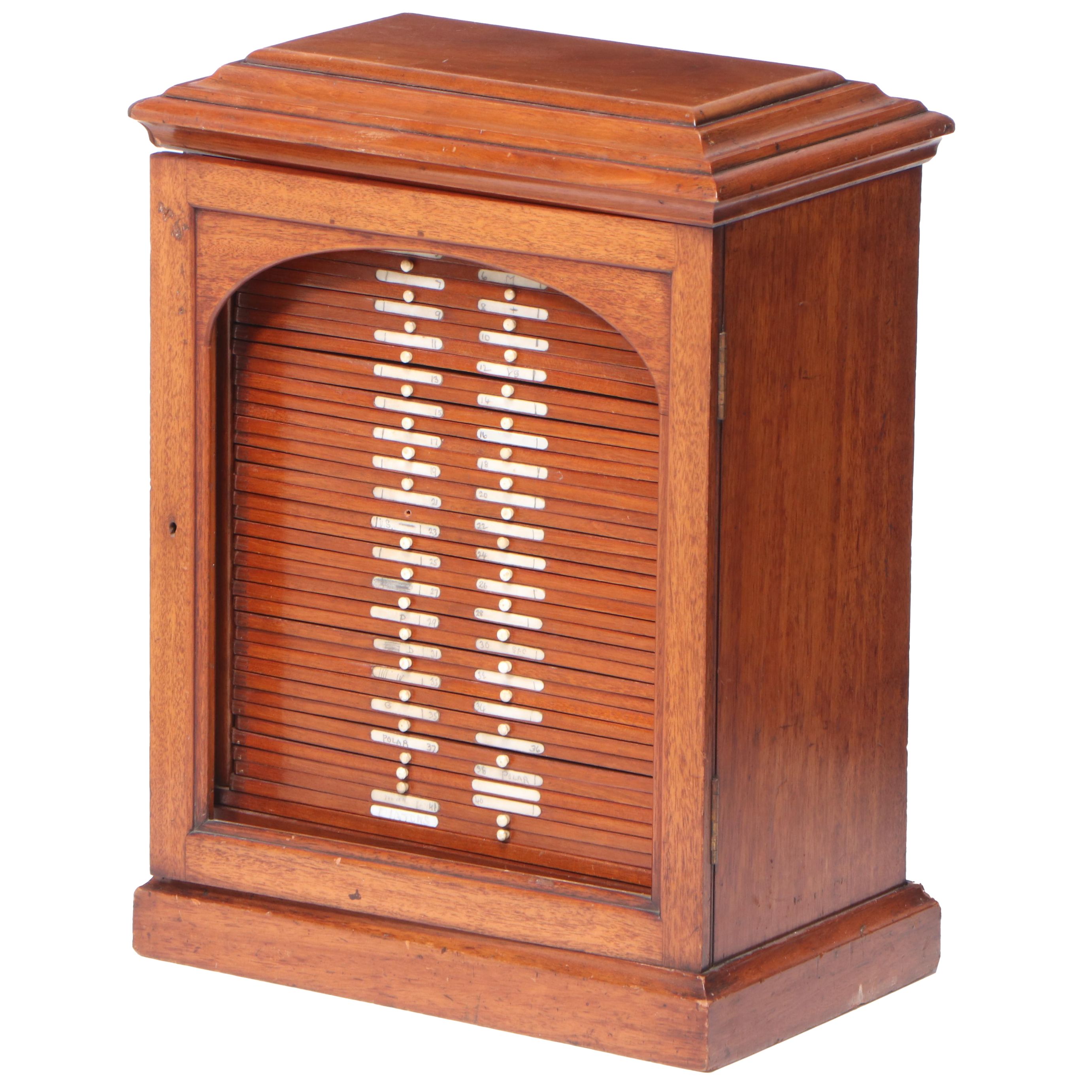Late Victorian Mahogany Forty Four-Drawer Microscope Slide Cabinet with ...
