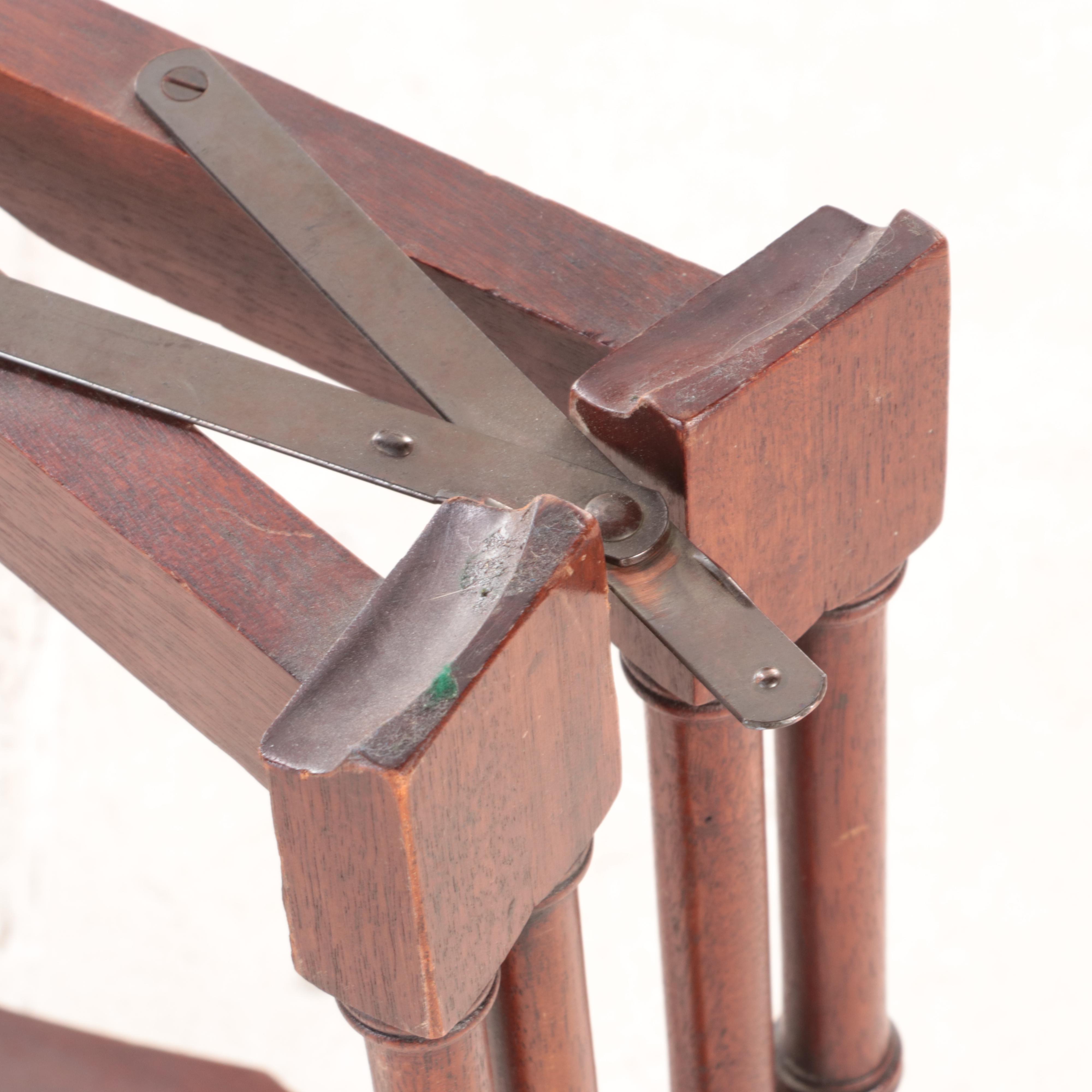 English Tole Painted Tray on Folding Wood Stand | EBTH