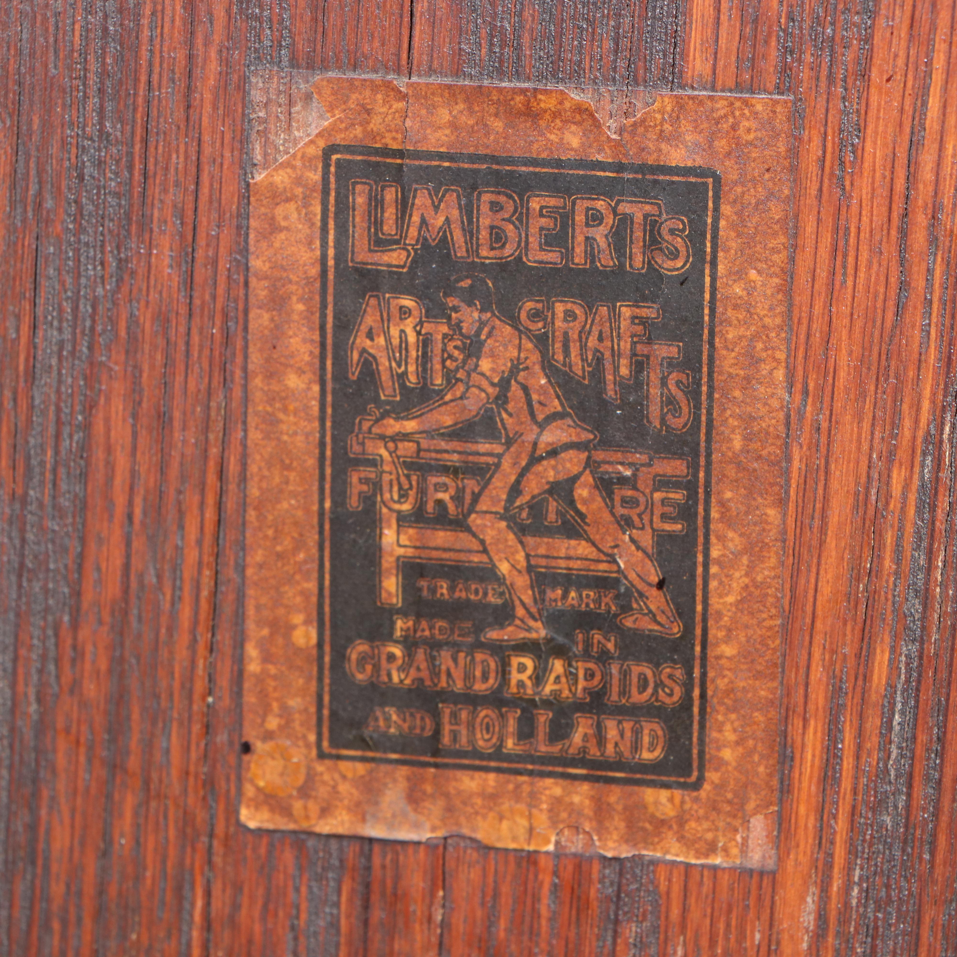 Limbert Arts and Crafts Quartersawn Oak Triple-Door Bookcase, Early ...