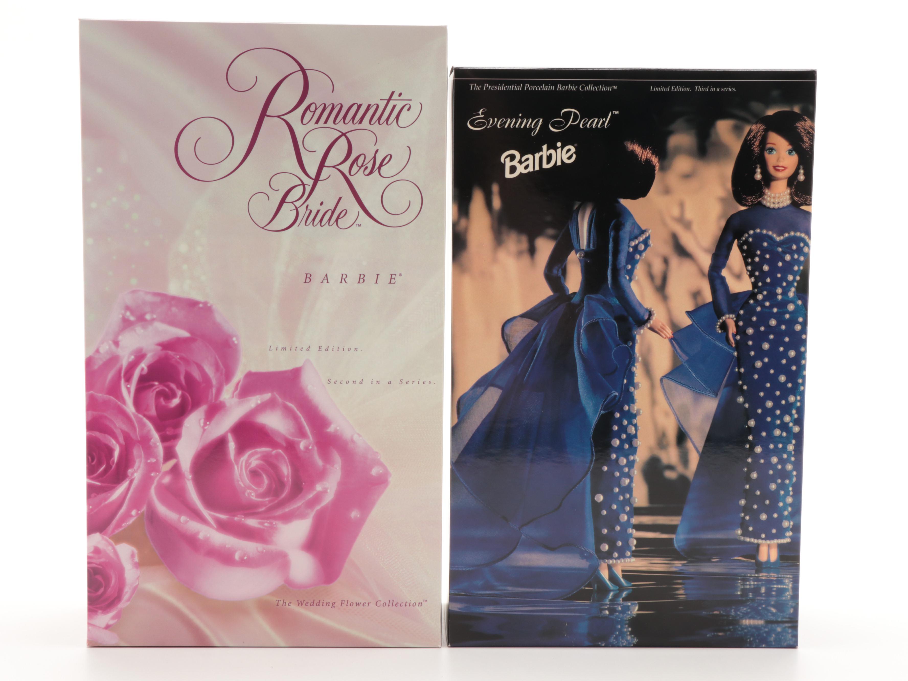 Mattel Barbie "Romantic Rose Bride" and "Evening Pearl" Composite Dolls ...