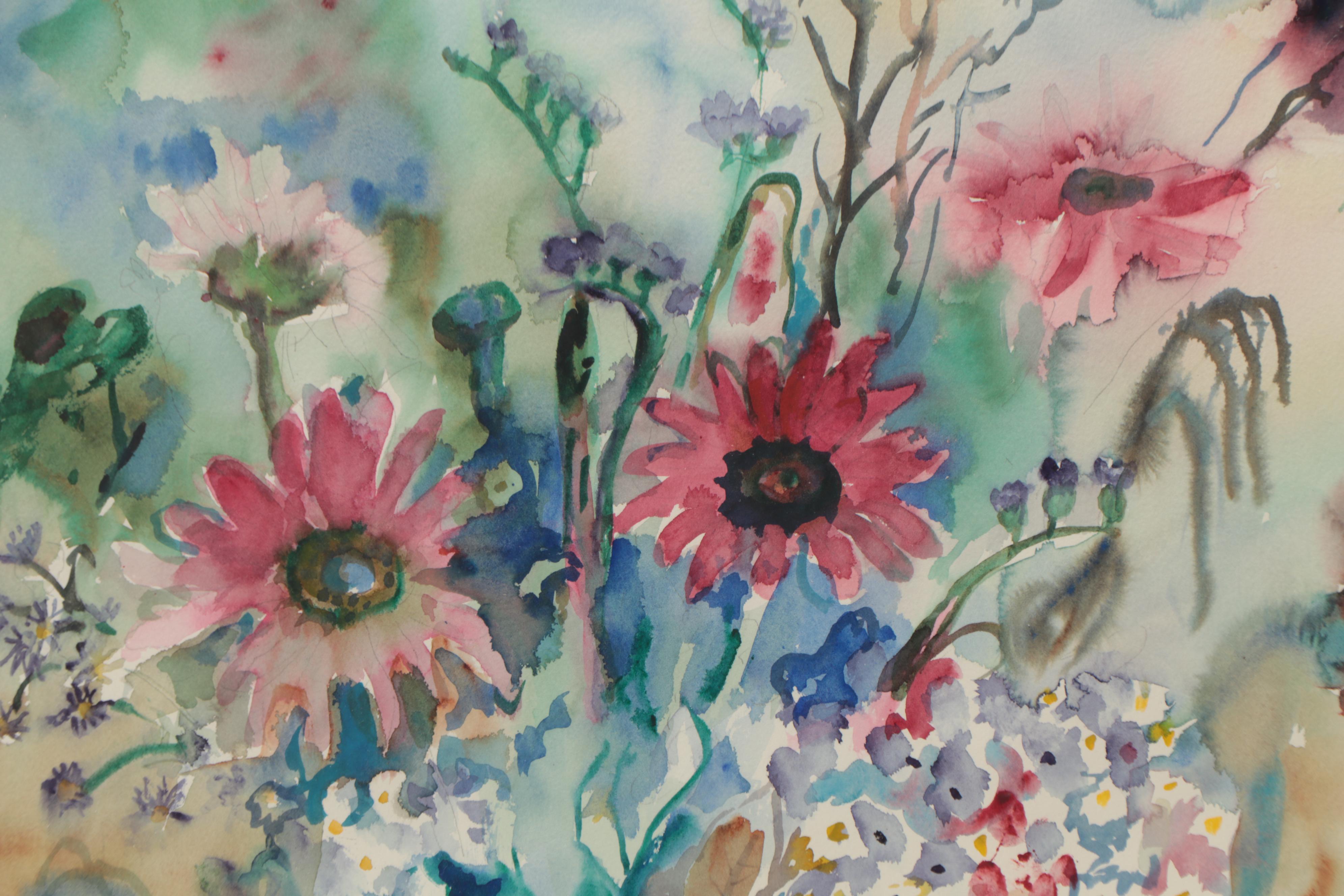 Marion Maas Floral Watercolor Painting, 20th Century | EBTH
