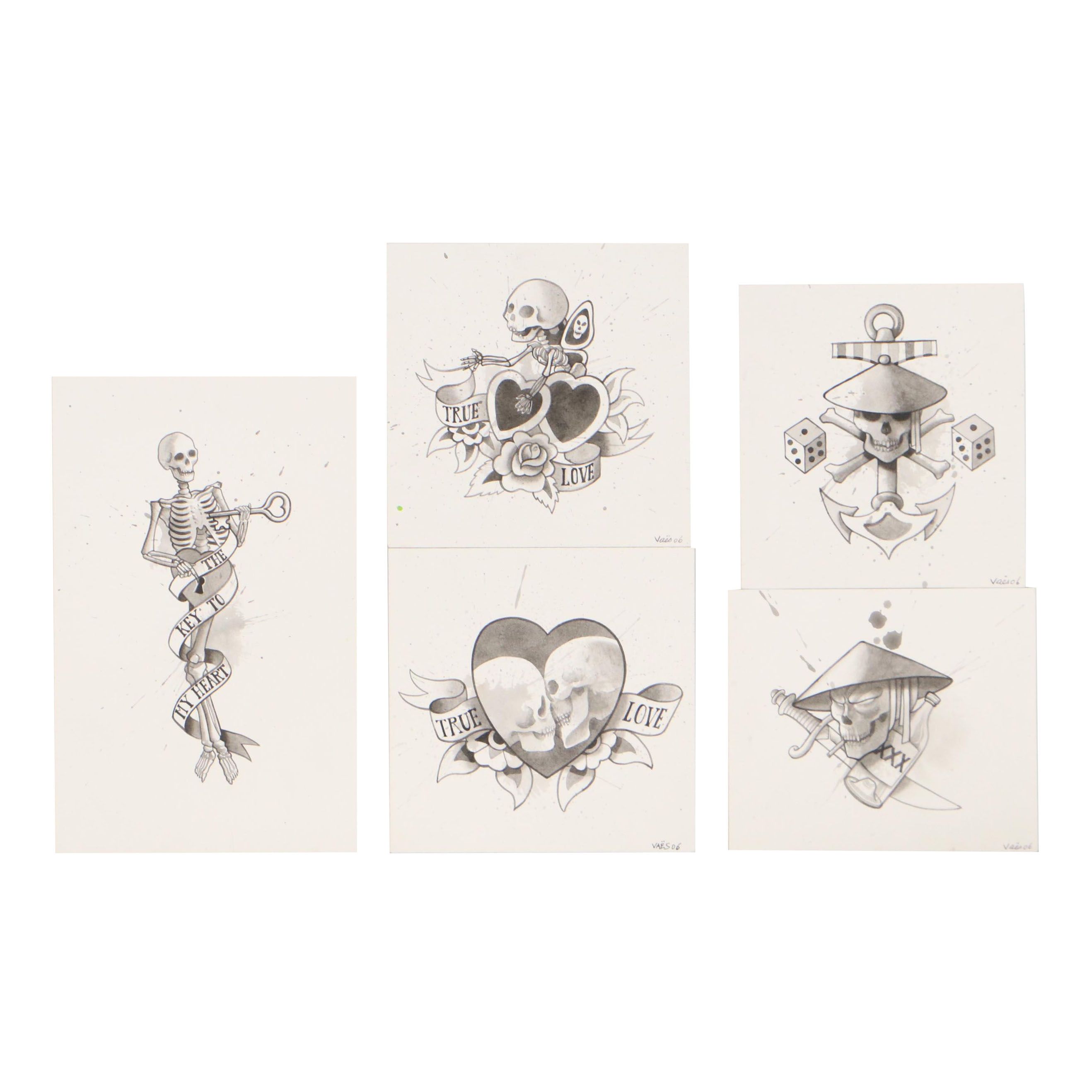 Alain Vaës Ink Paintings of Skull Illustrations, 2006 | EBTH