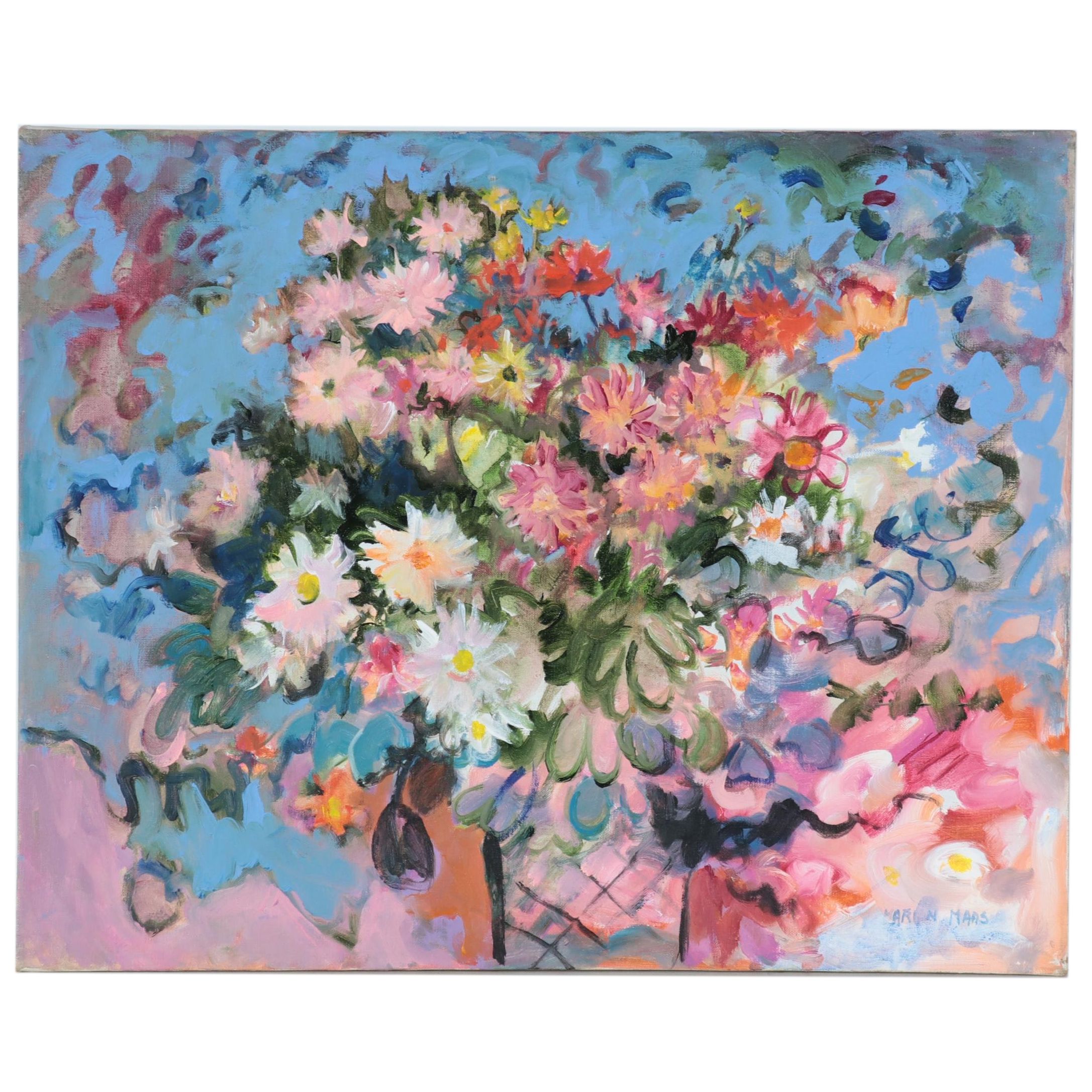 Marion Maas Floral Still Life Oil Painting, Circa 1985 | EBTH
