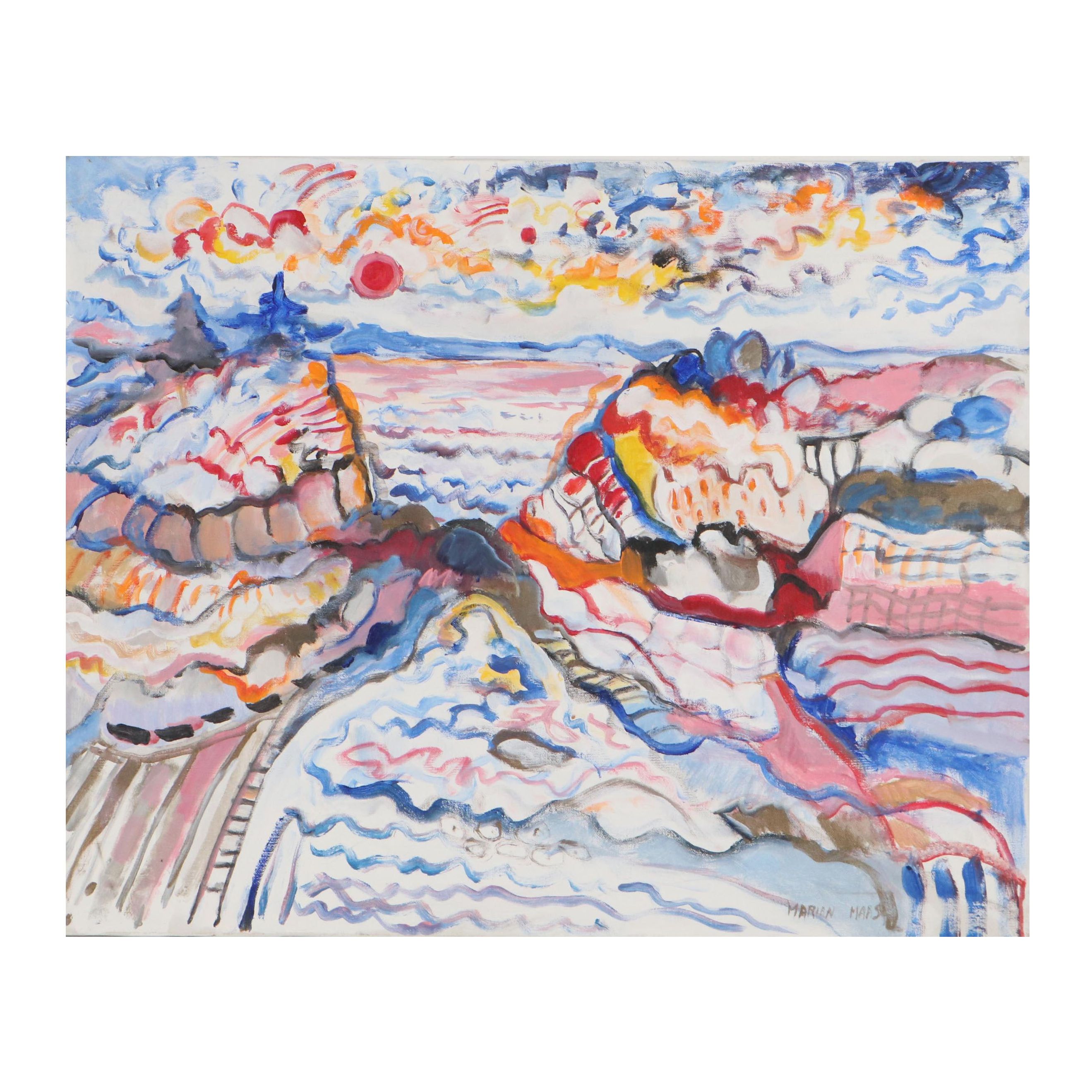 Marion Maas Oil Painting "Linear Lands" | EBTH