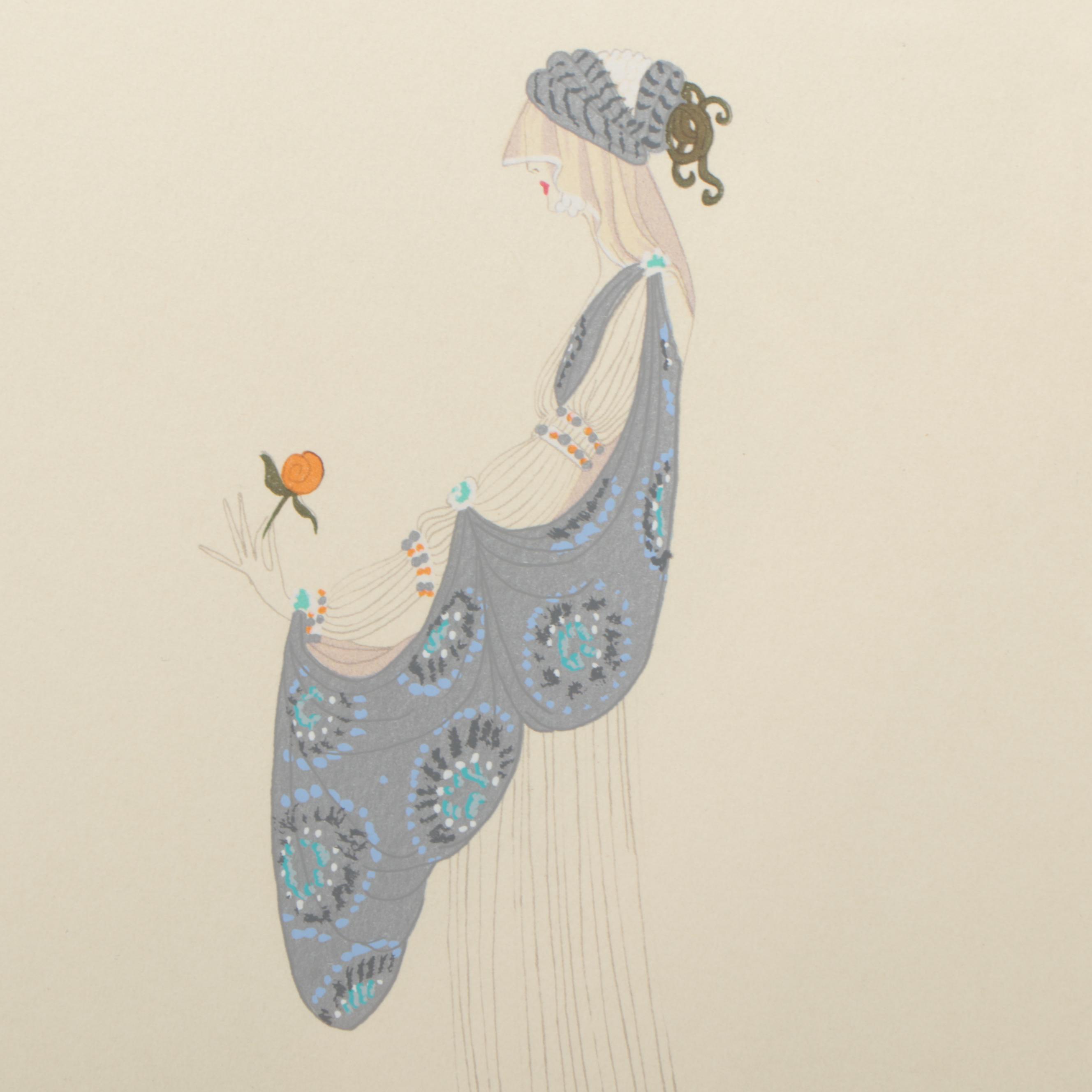 Erté Art Deco Serigraph "Lady With a Rose" | EBTH