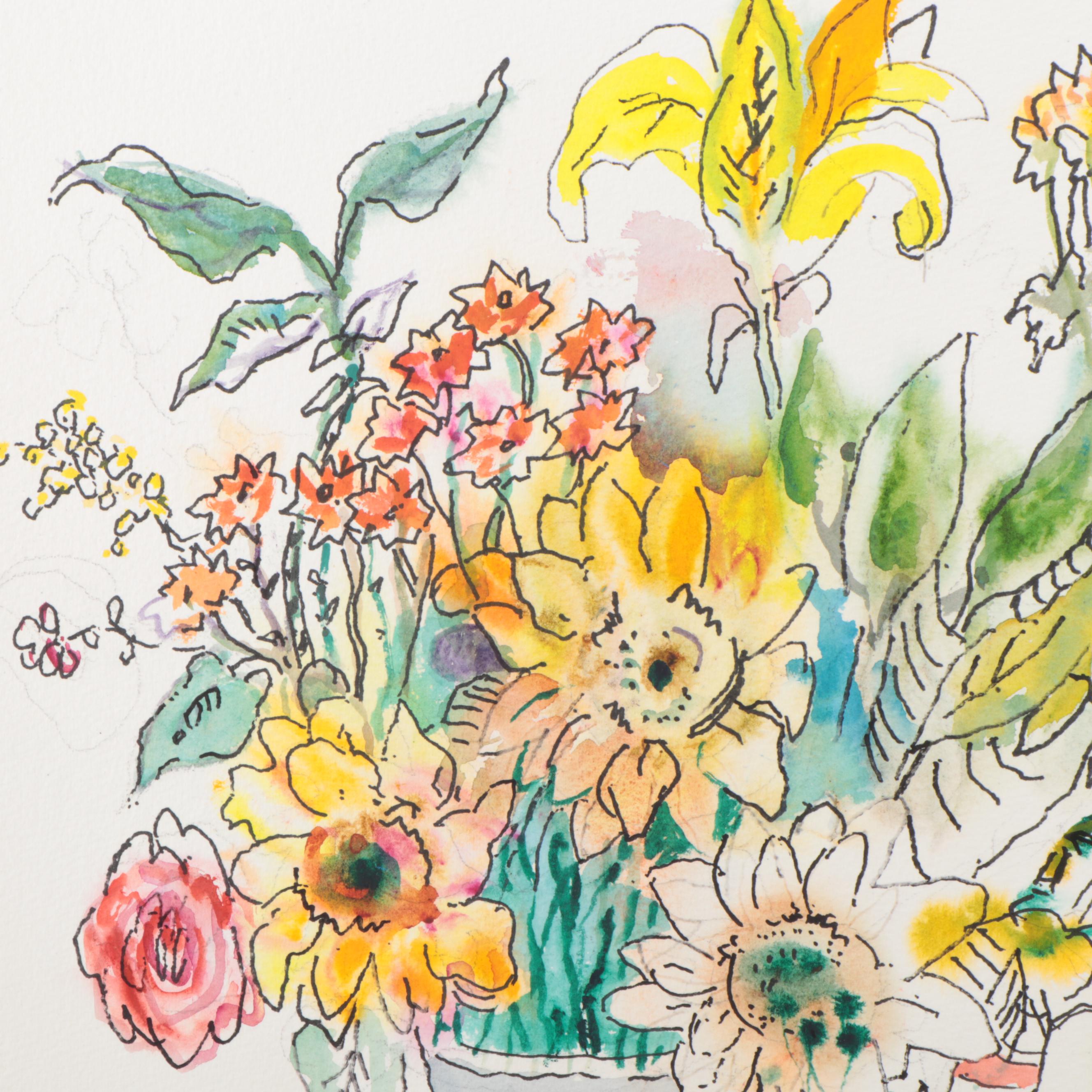 Marion Maas Floral Watercolor Paintings | EBTH