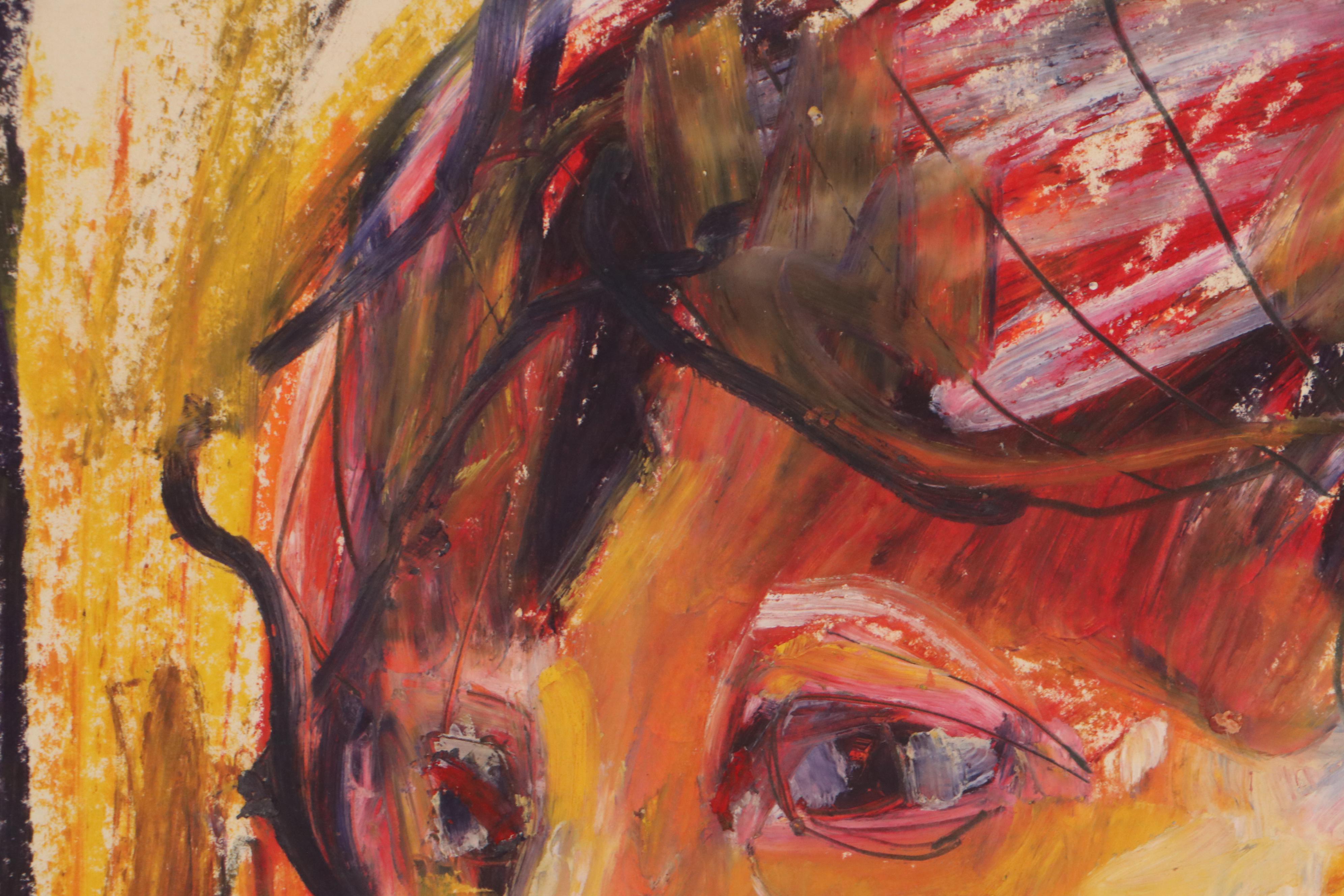 Sarah Roush Abstract Portrait Mixed Media Painting, 1979 | EBTH