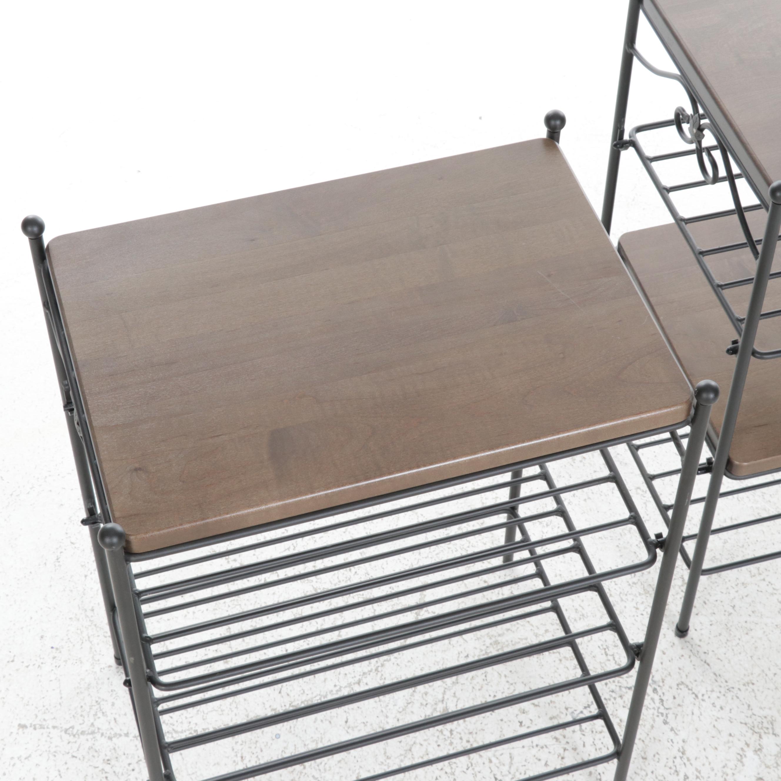 Longaberger Metal and Wood Four-Tier Side Tables, Pair | EBTH