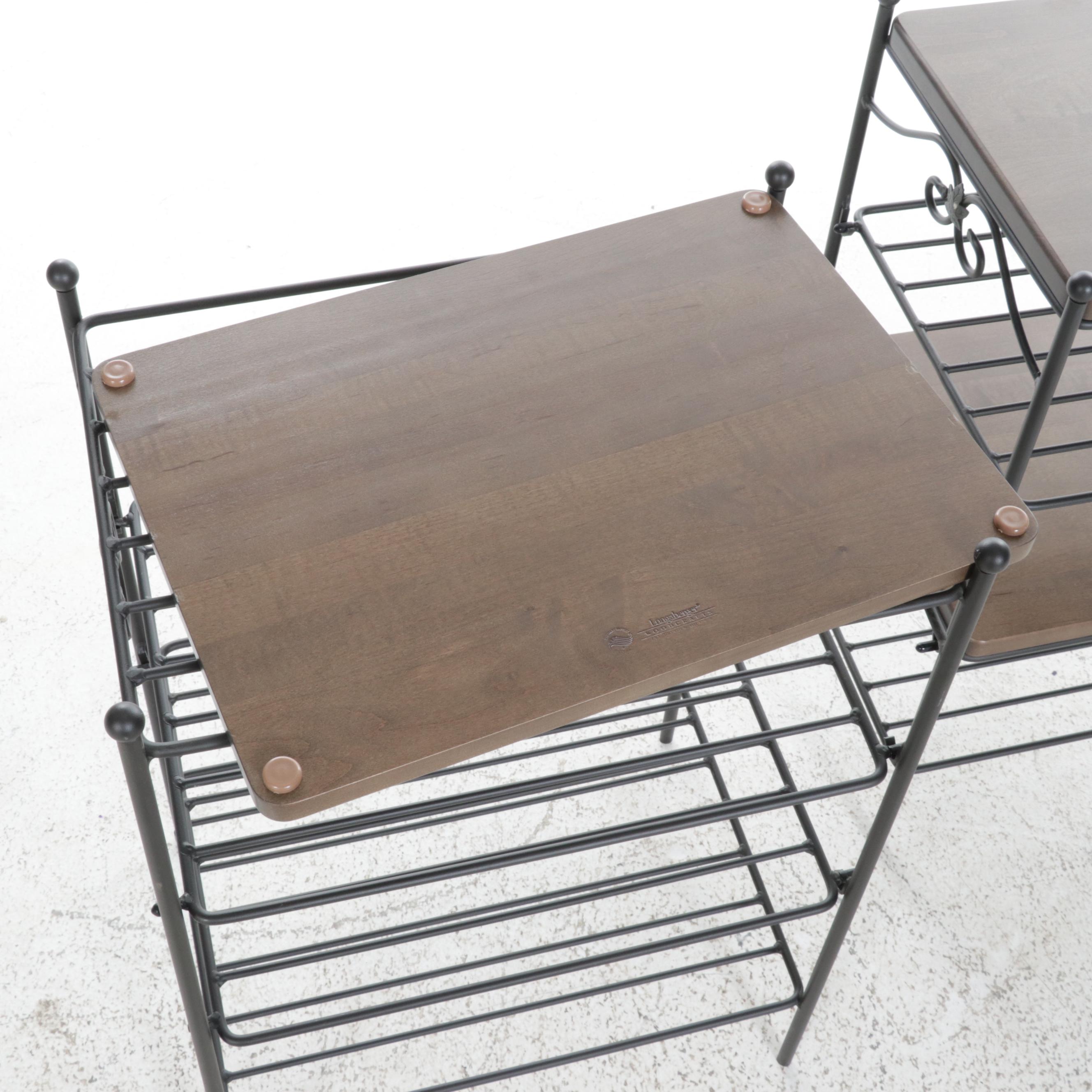 Longaberger Metal and Wood Four-Tier Side Tables, Pair | EBTH