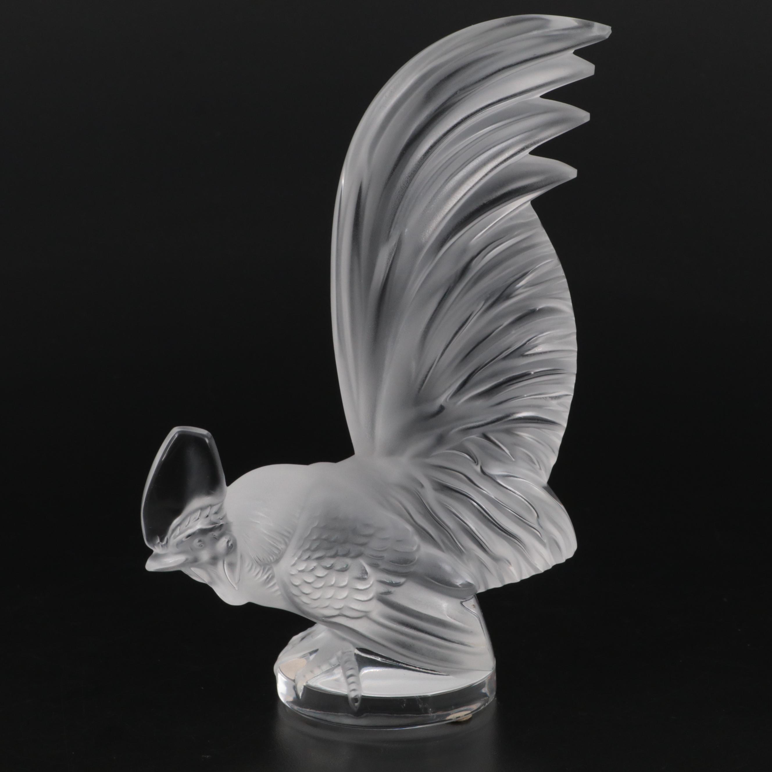 Lalique Crystal "Coq Nain" Rooster Car Mascot | EBTH