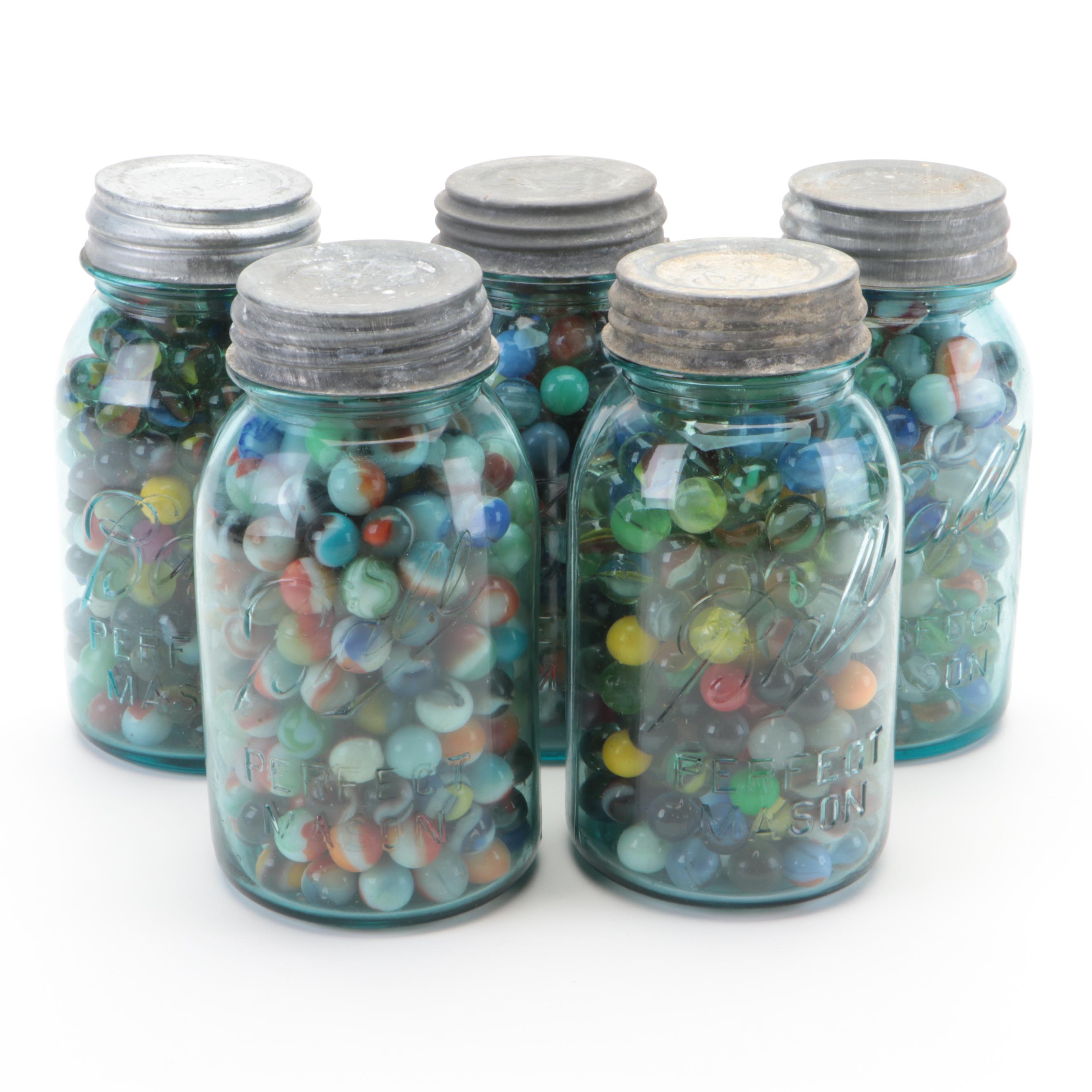Glass Marbles in Ball Mason Jars | EBTH